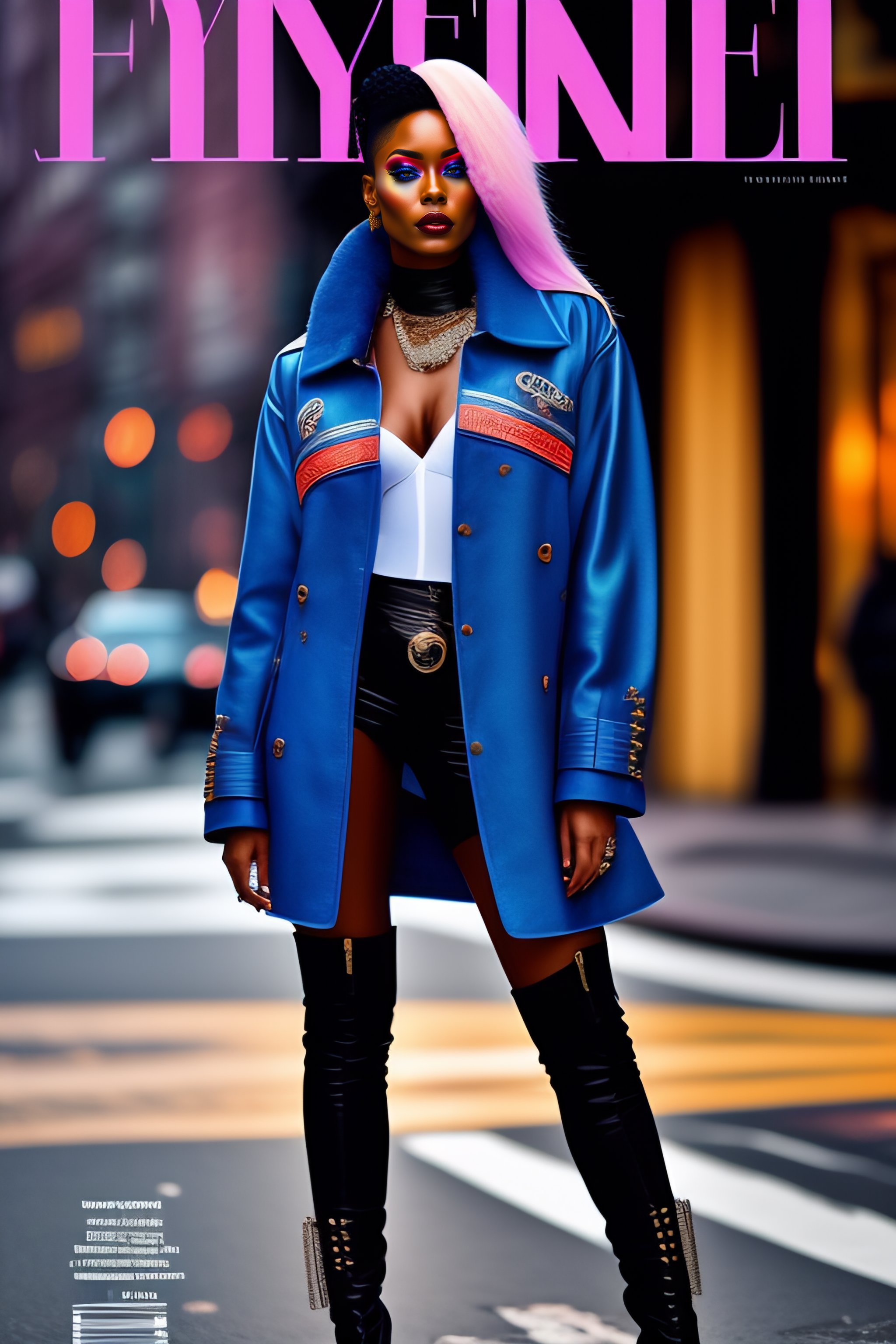 Lexica - Magazine cover with the title "Cyber funk" a portrait of a ...