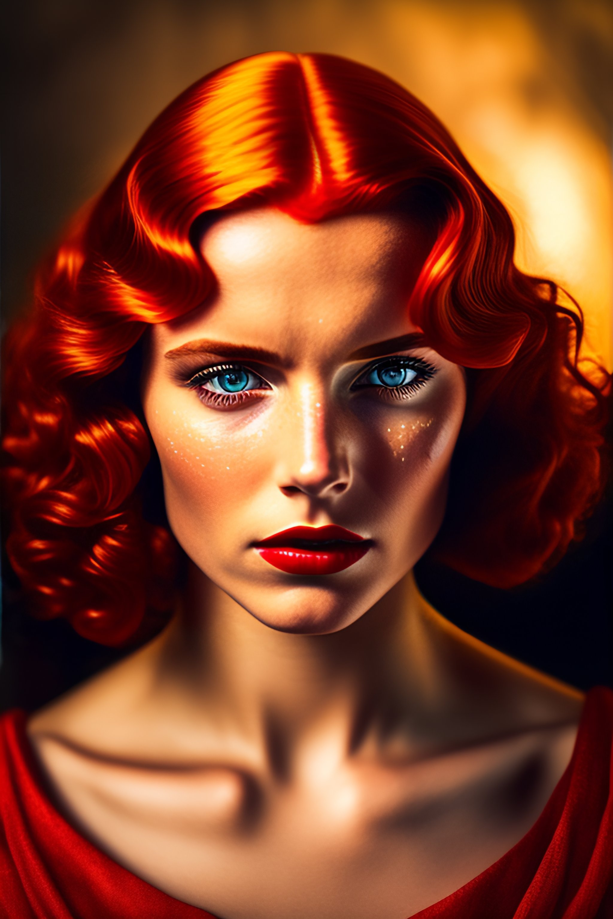 Lexica - Photography, young artistic aryan woman crying drops ,red hair ...