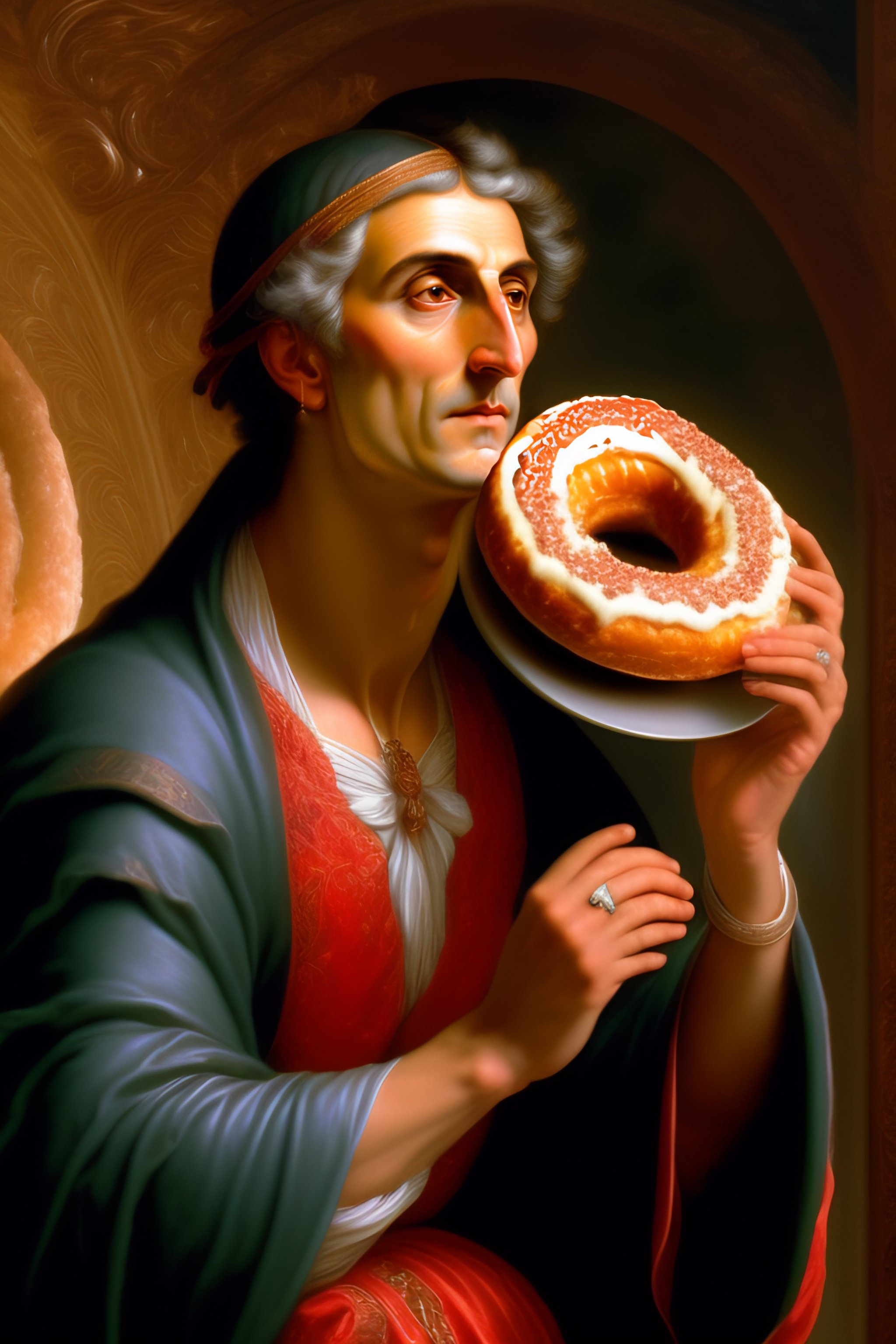 Lexica - Dante Alighieri eating a cinnamon roll