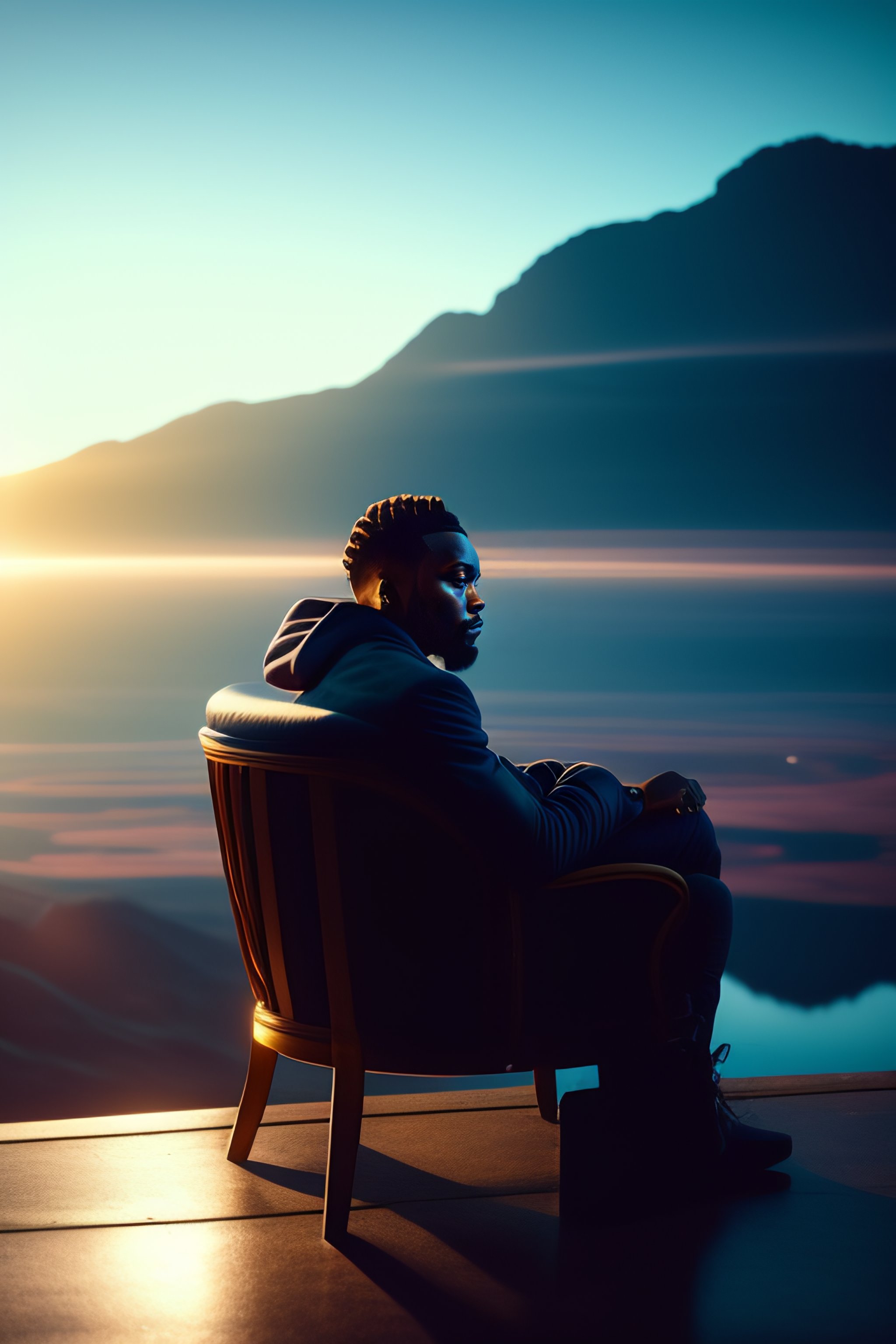 Lexica - Kendrick lamar sitting on a chair floating over Earth, 4k ...