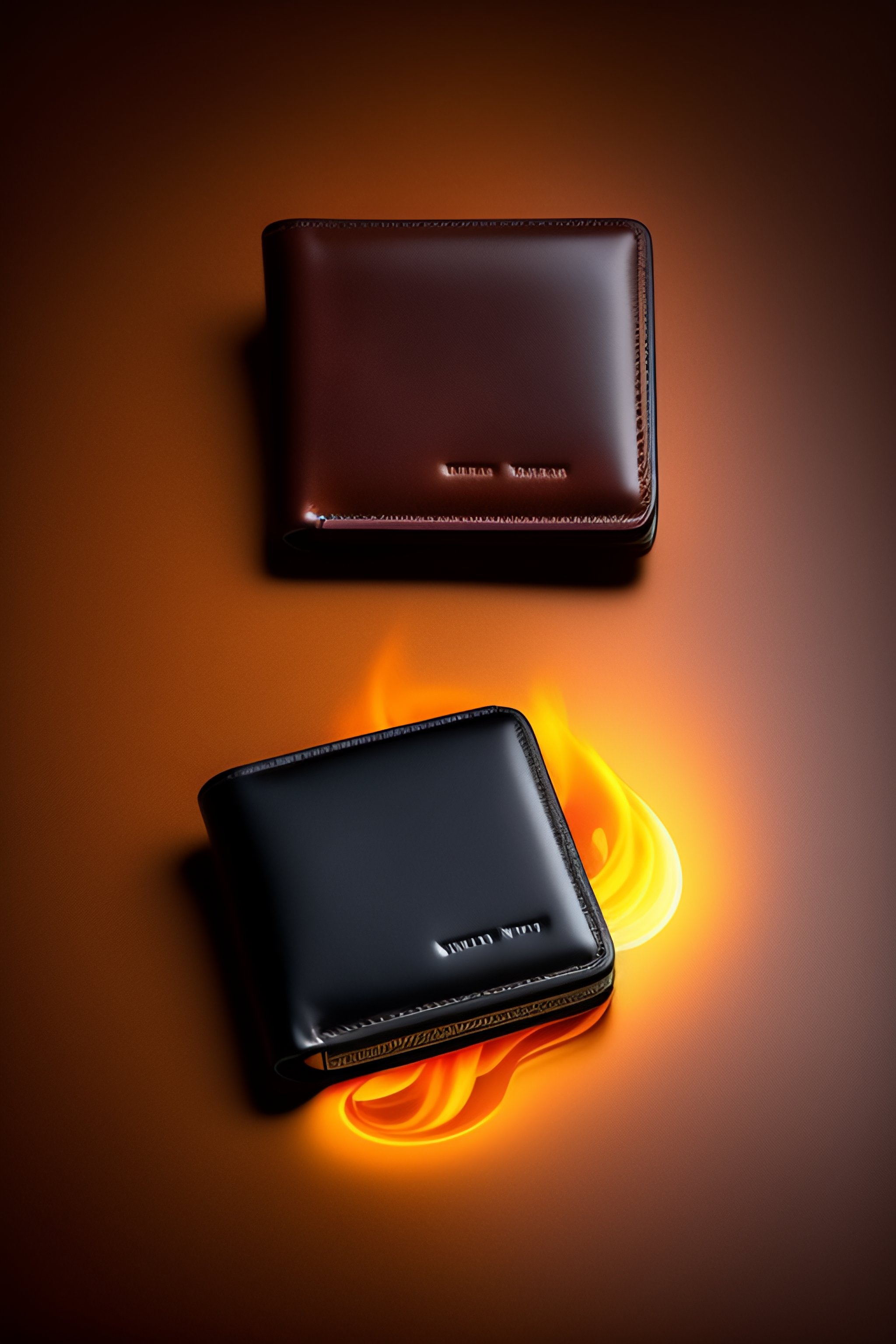 Lexica - Leather wallet on fire