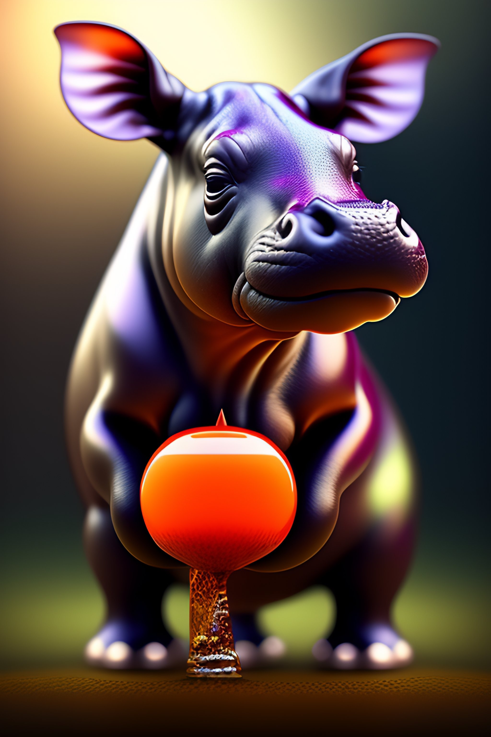 Lexica - Adorable baby hippopotamus mephistofeles, death, wings, arcane ...