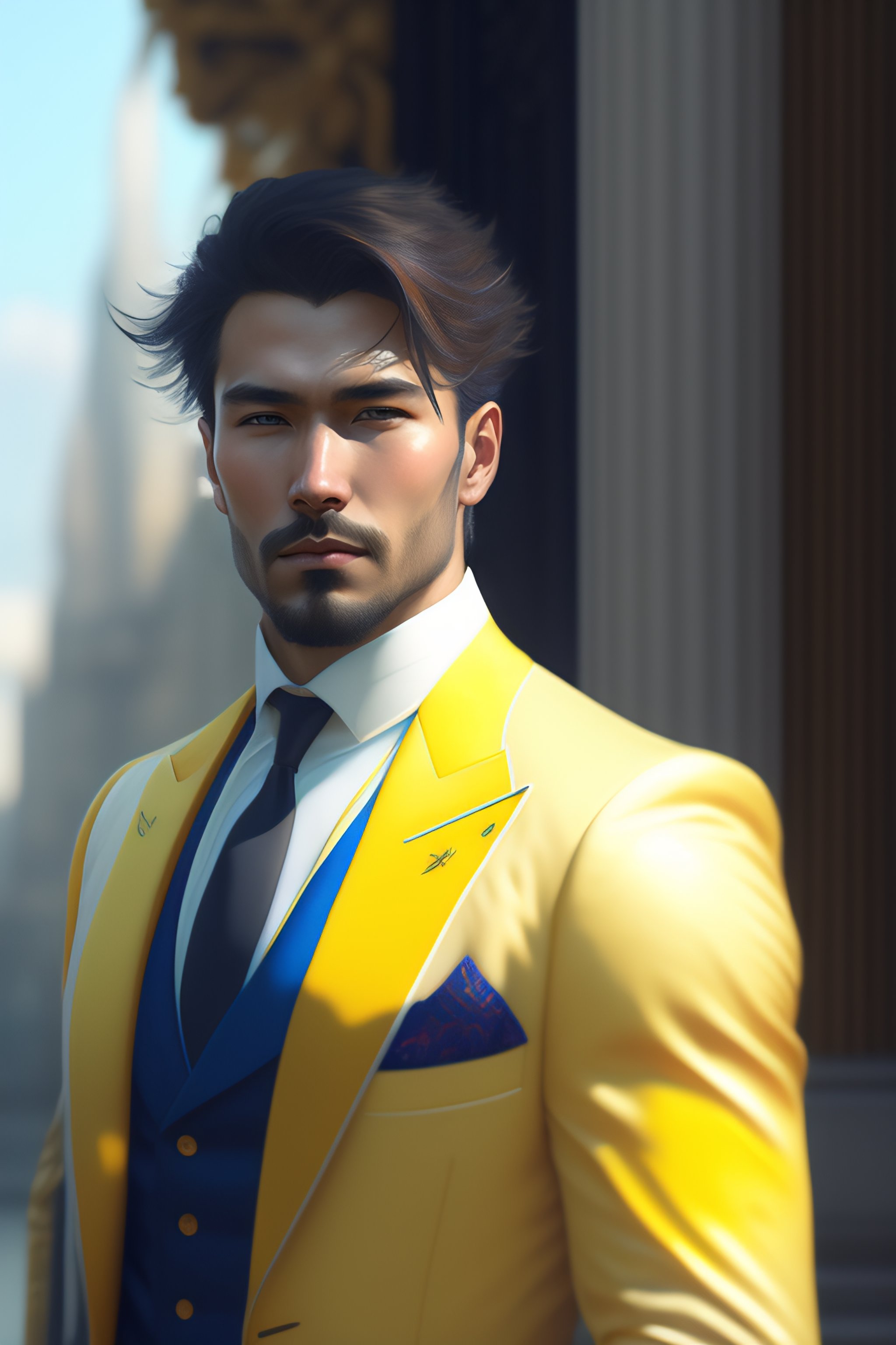 Lexica - Portrait of a White occidental man wearing a suit by gaston ...