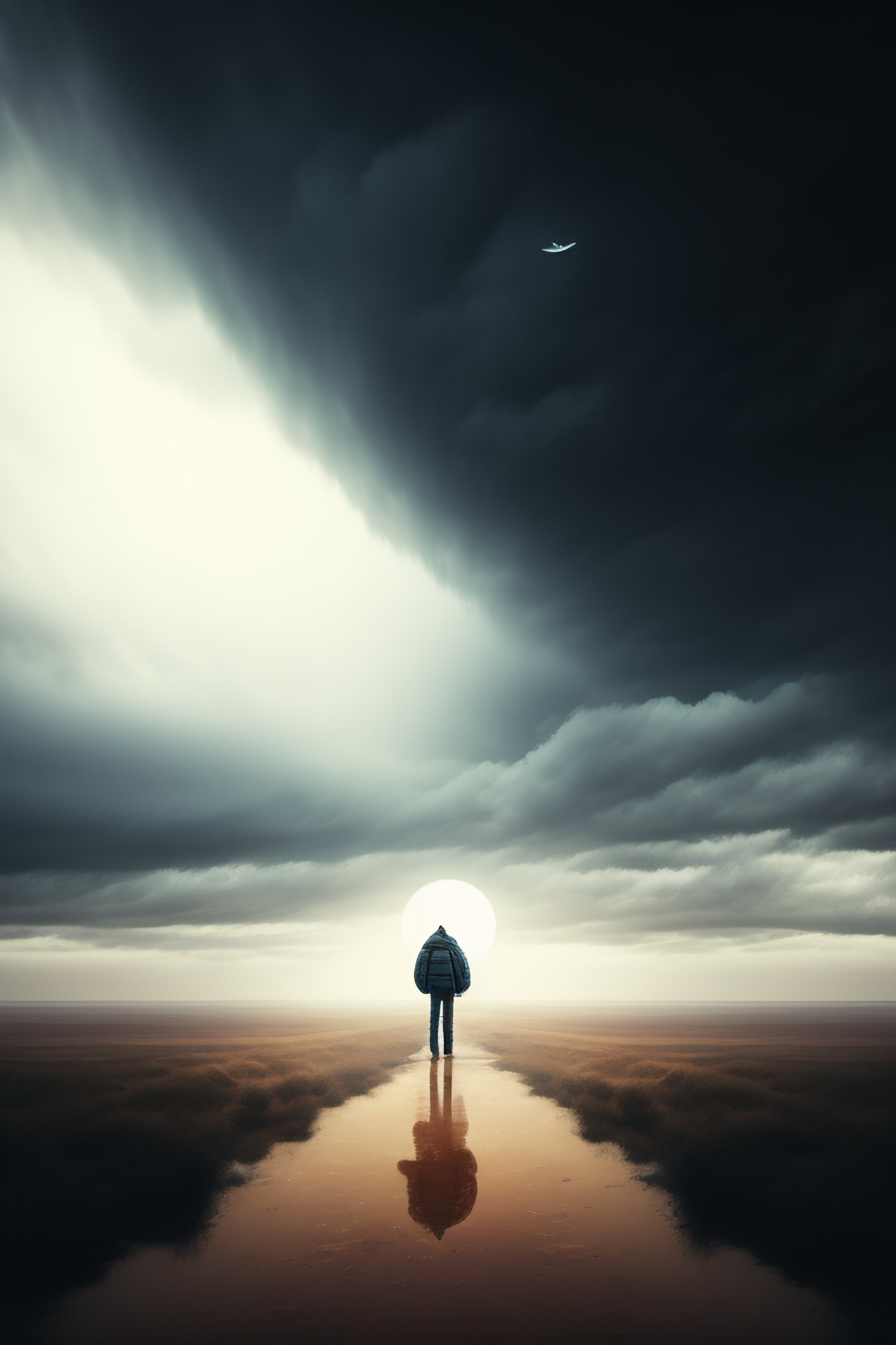 Lexica - Person in a sad bleak apocalypse reaching for heaven