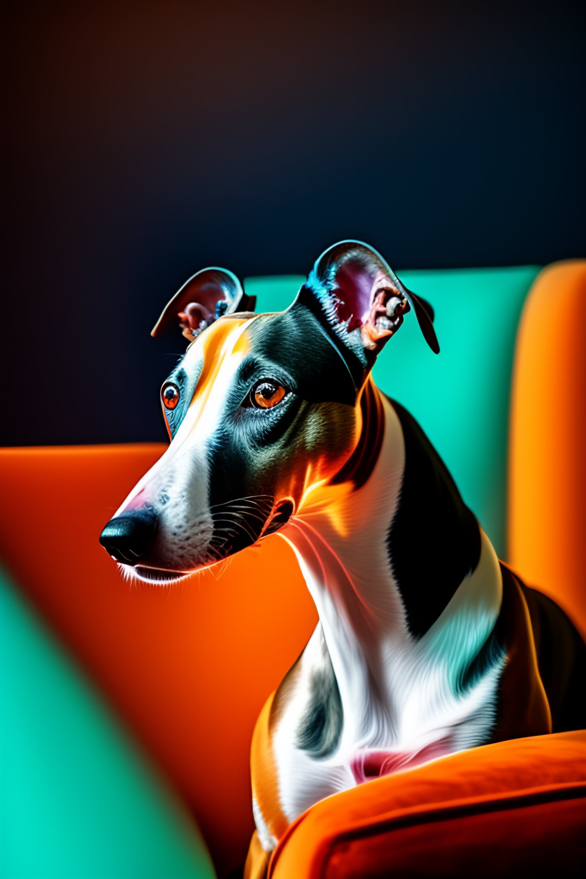 Lexica - Hyper realistic image of Whippet on a couch surrounded by ...