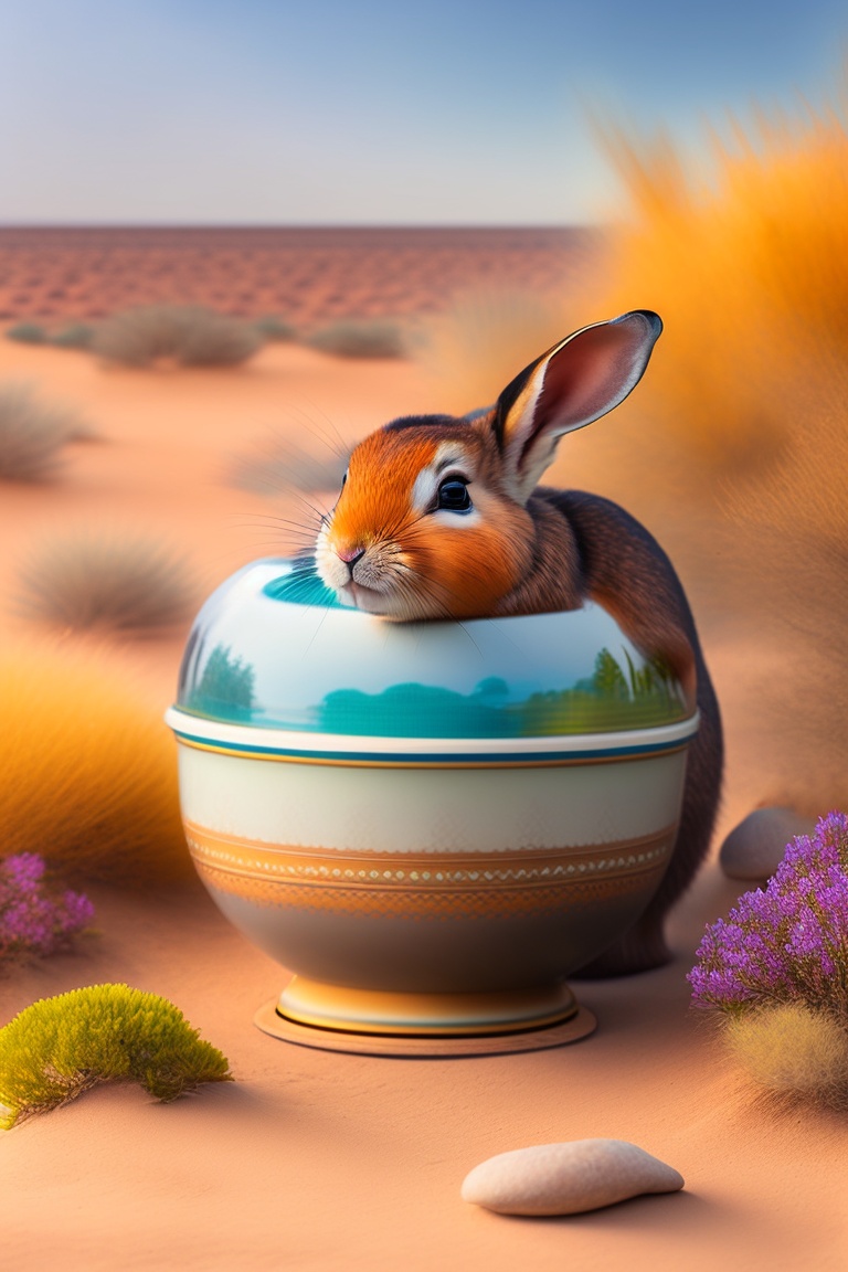 Lexica - In a selfless act, the rabbit shared the oasis' location with ...
