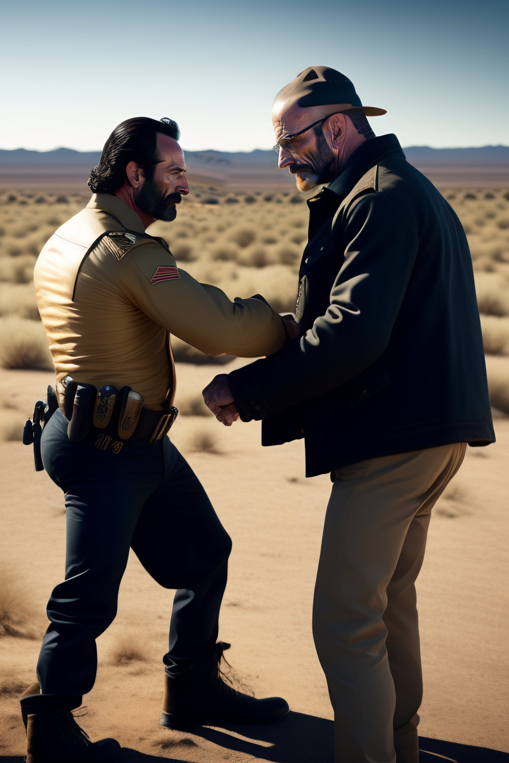 Lexica - Walter White fighting Rick Grimes