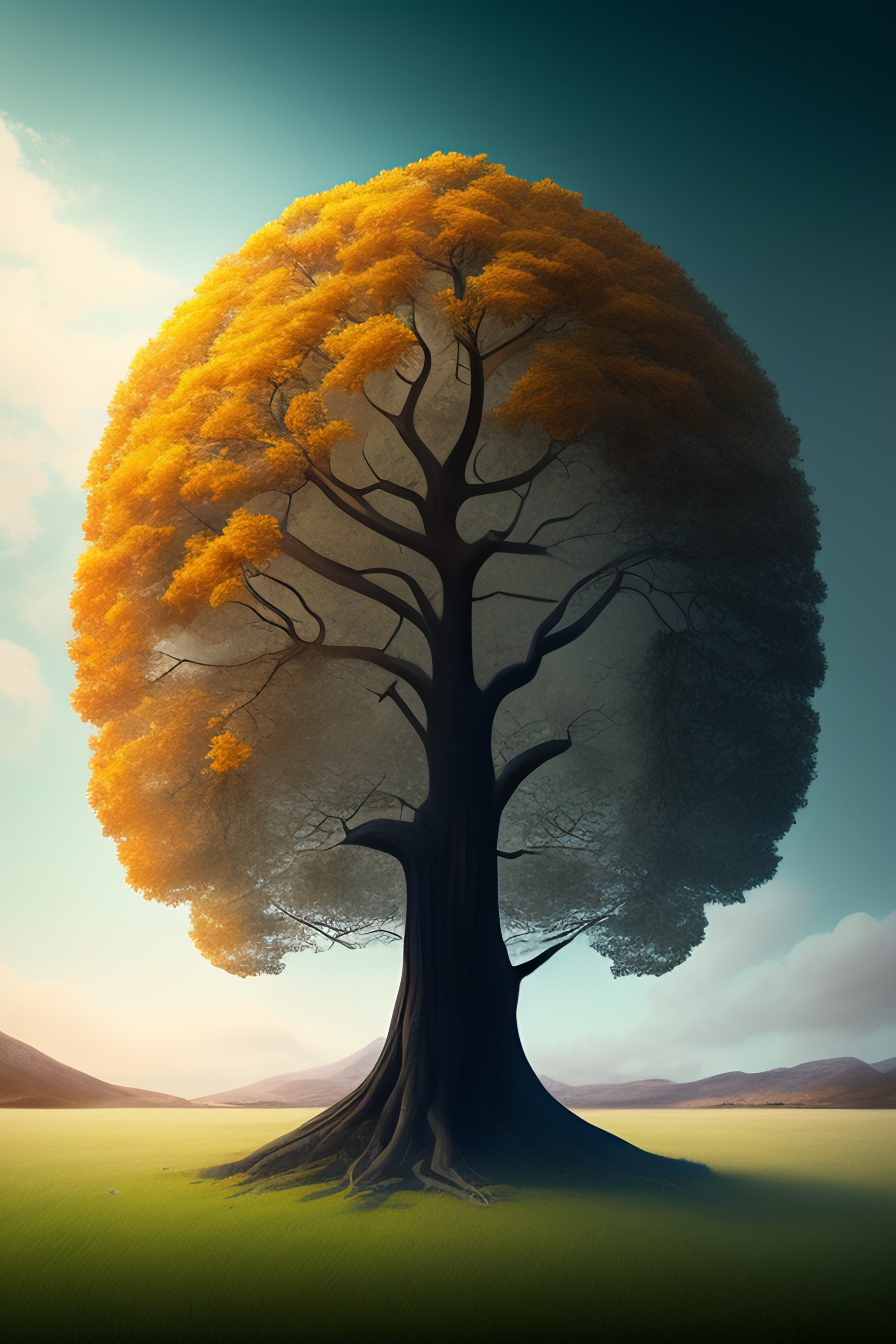 Lexica - A tree full of life, and next to it an old dying tree ...