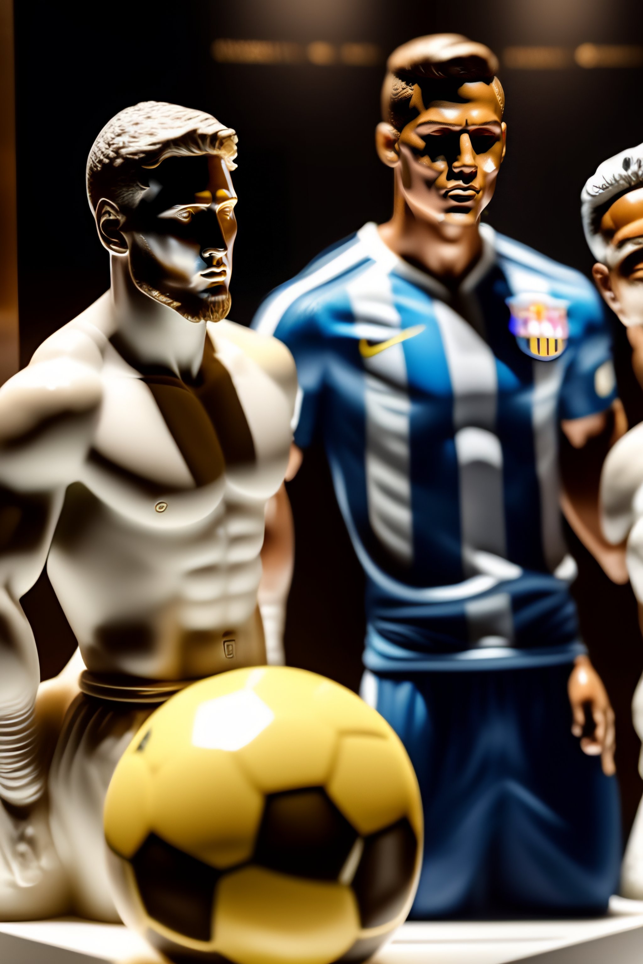 Lexica - Marble sculptures of Messi, Neymar and Cristiano Ronaldo, very ...