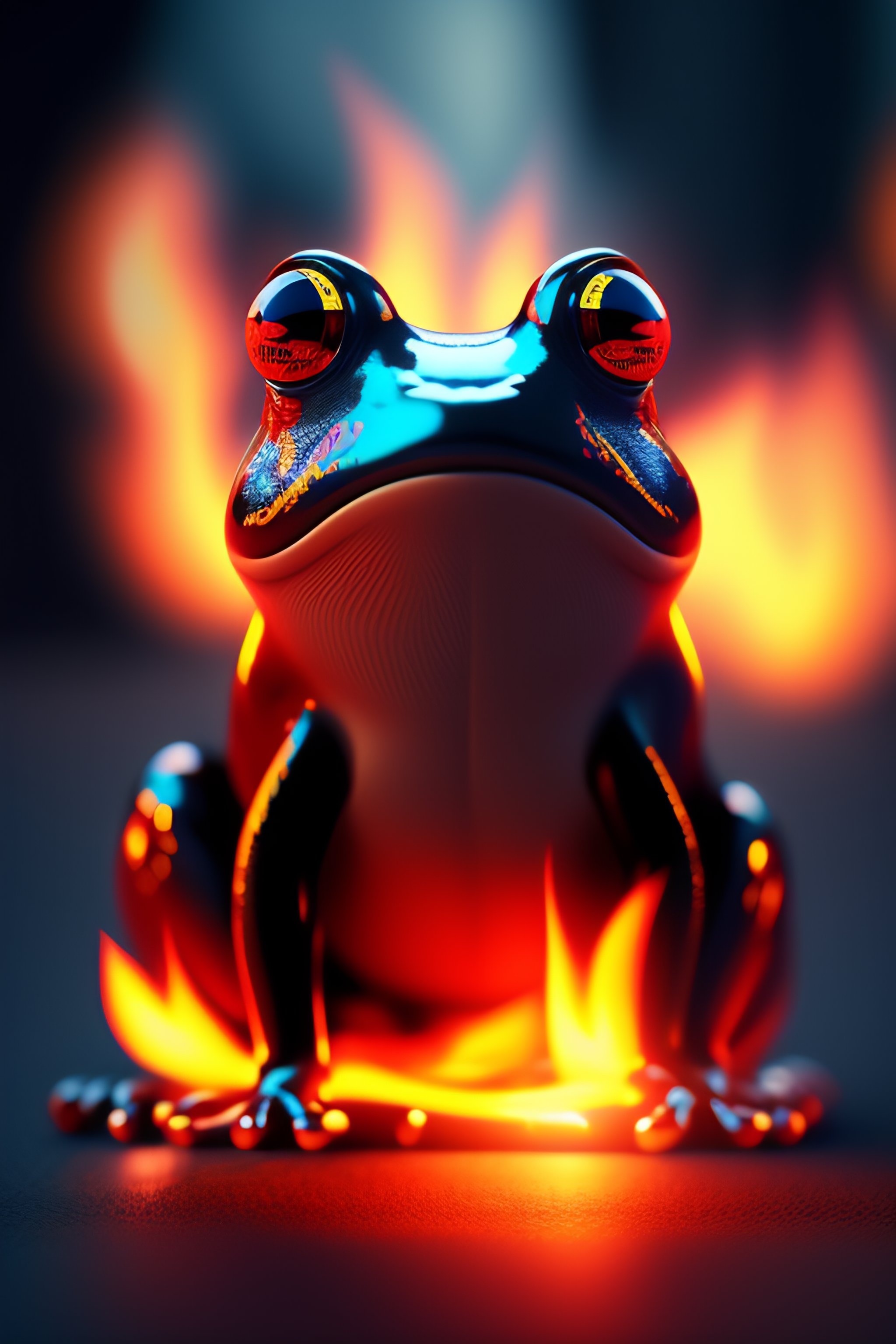 Lexica - Crazy frog on fire volumetric lighting 8k