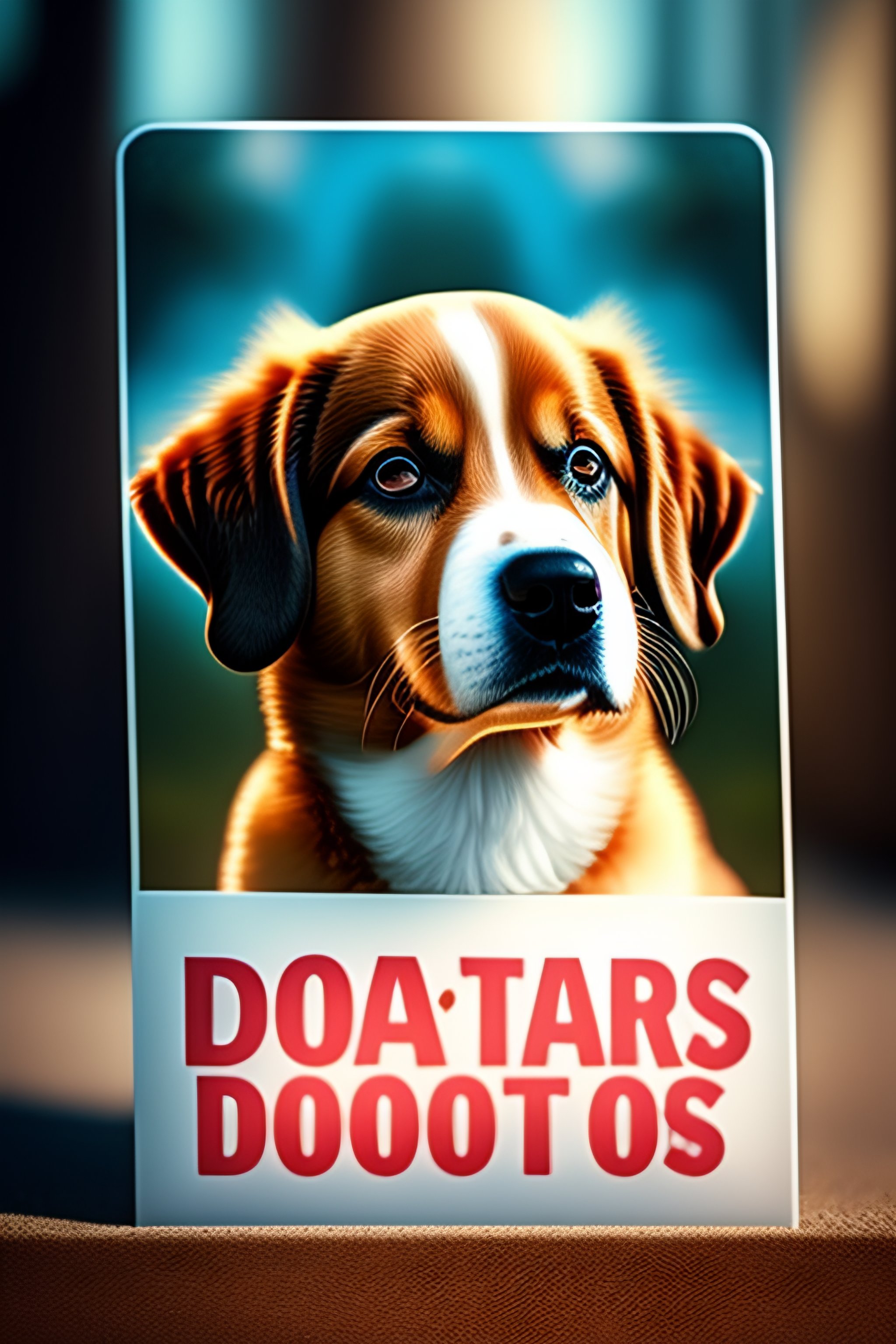 Lexica - Realistic high quality photo of a cute dog holding a sign with ...