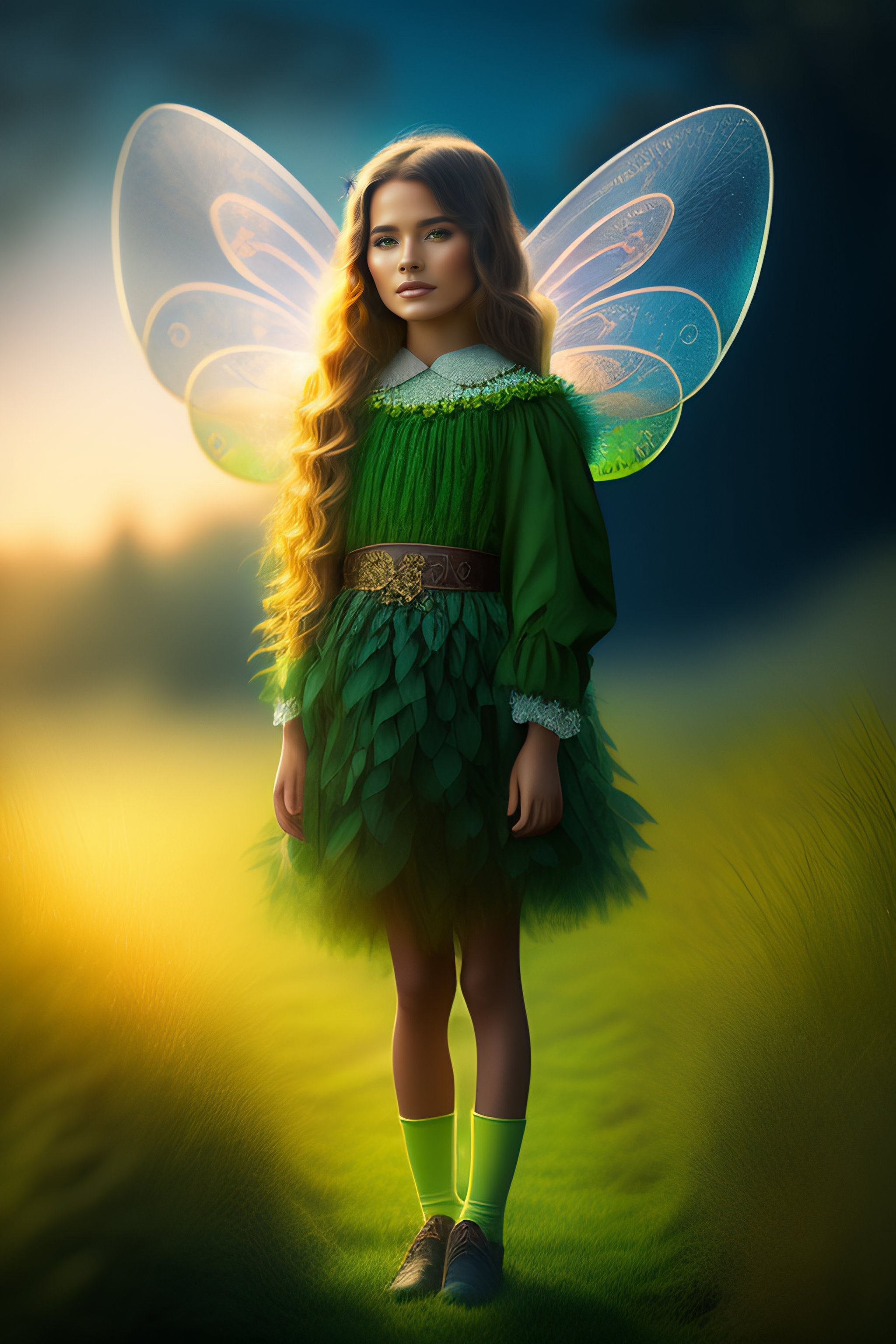Lexica - Fairy person, green grass