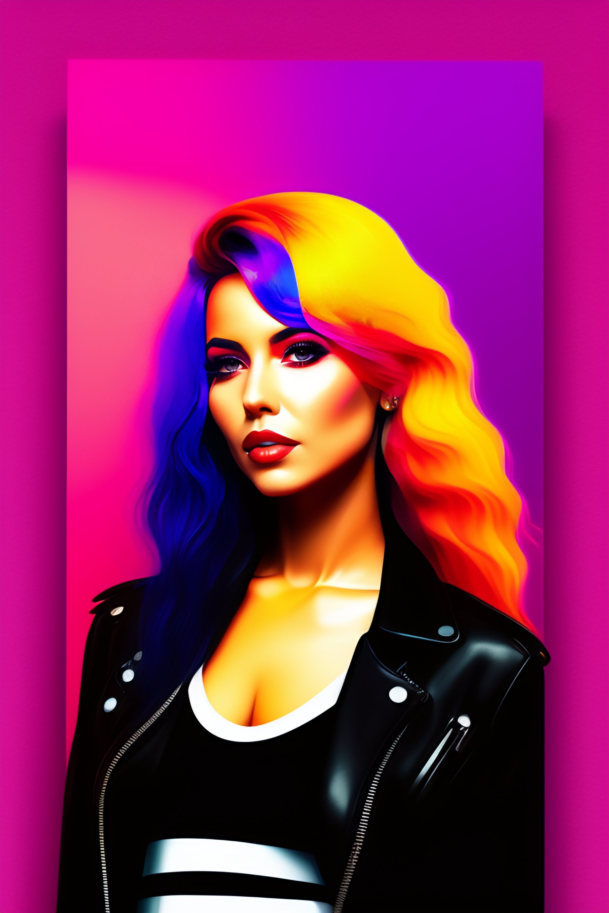 Lexica - Flat design, Portrait of a punk girl from abstract lines