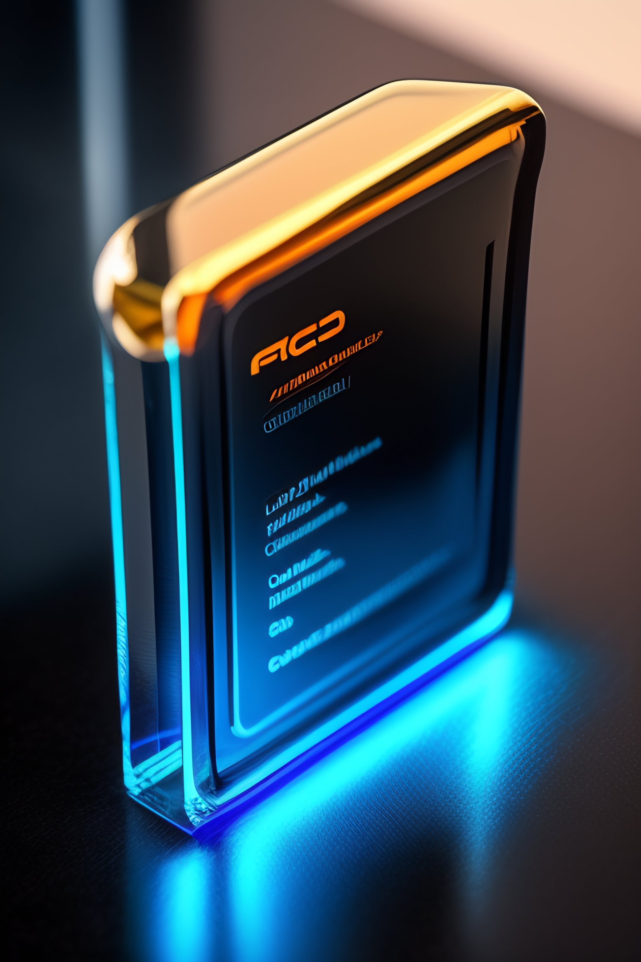 Lexica - Glass cyberpunk keycard where only the corner is touching the ...