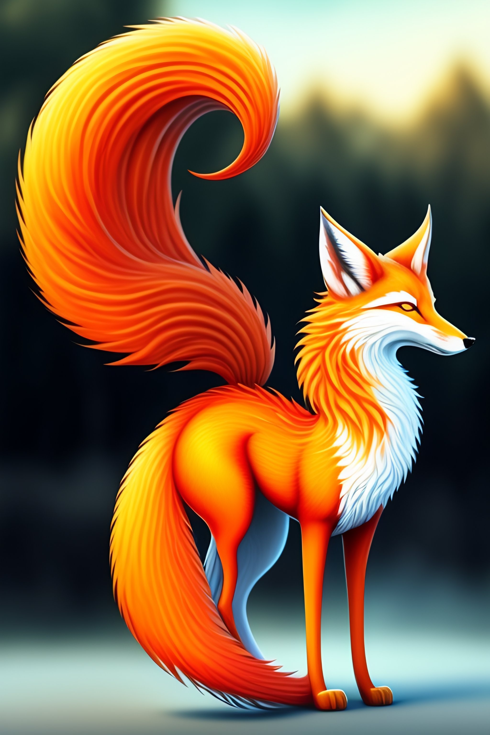 Lexica - Nine-tailed fox in the style of a mythical creature