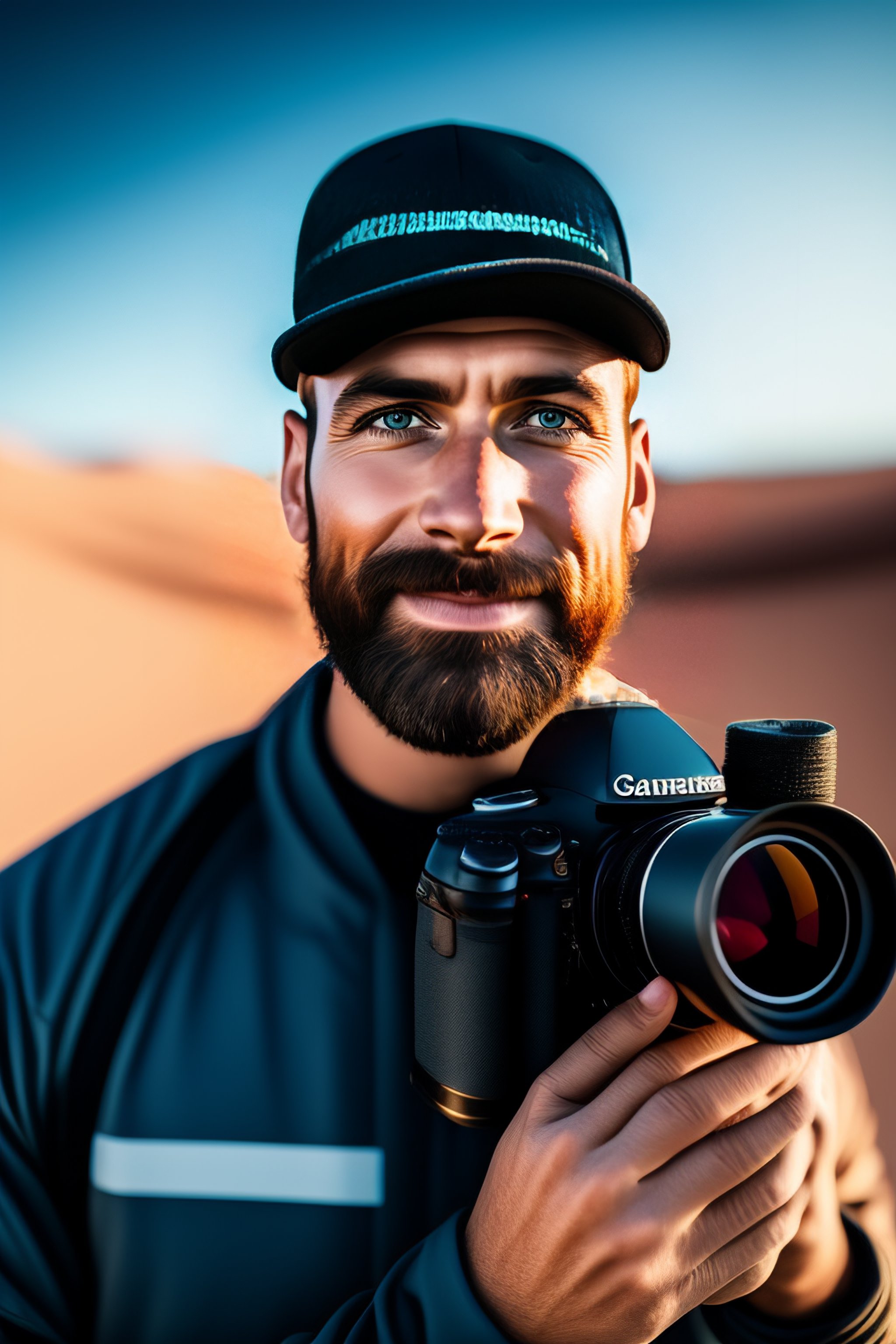 Lexica - Give the camera guy a video camera, change the background to a ...