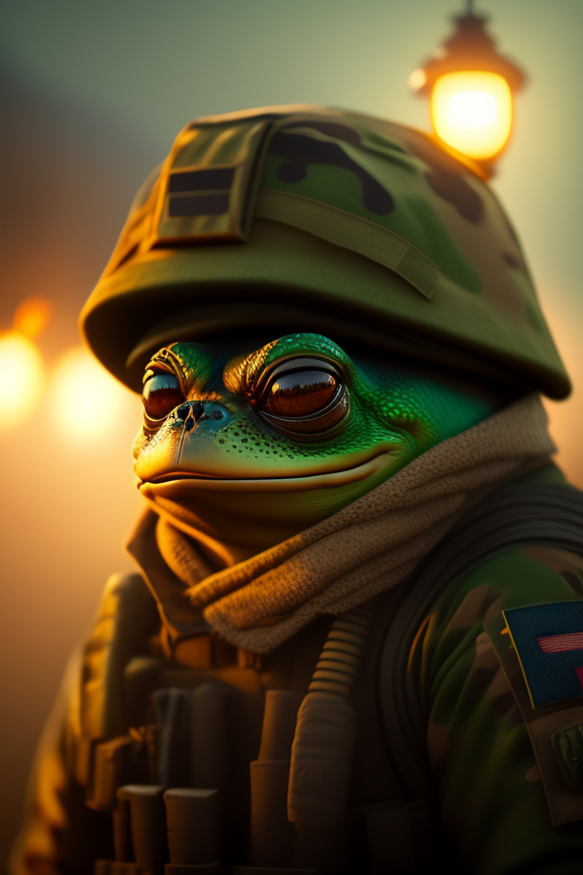 Lexica - An exhausted pepe the frog at the frontlines in the army at ...