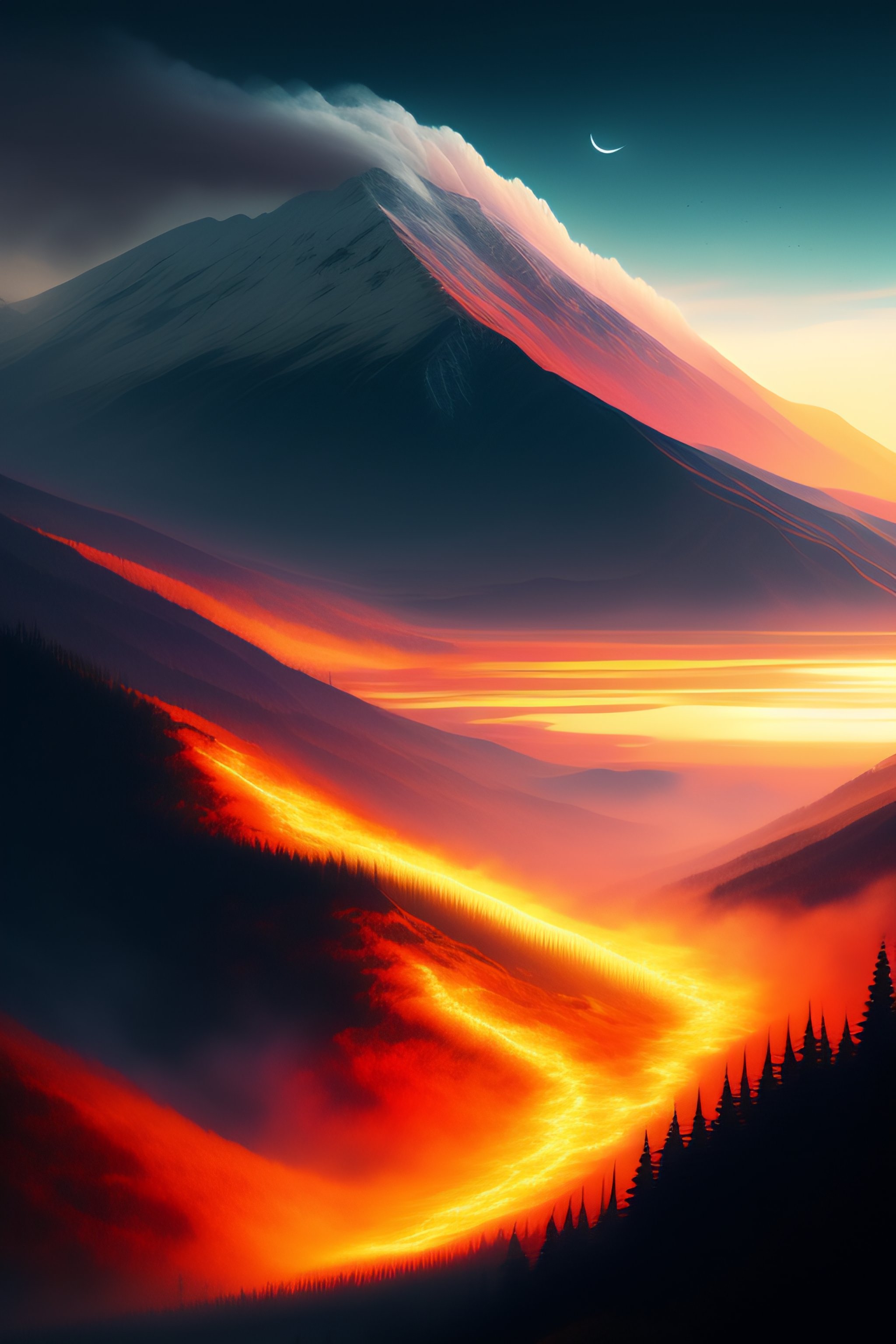 Lexica - The landscape of mountain burning down due to an apocalypse ...