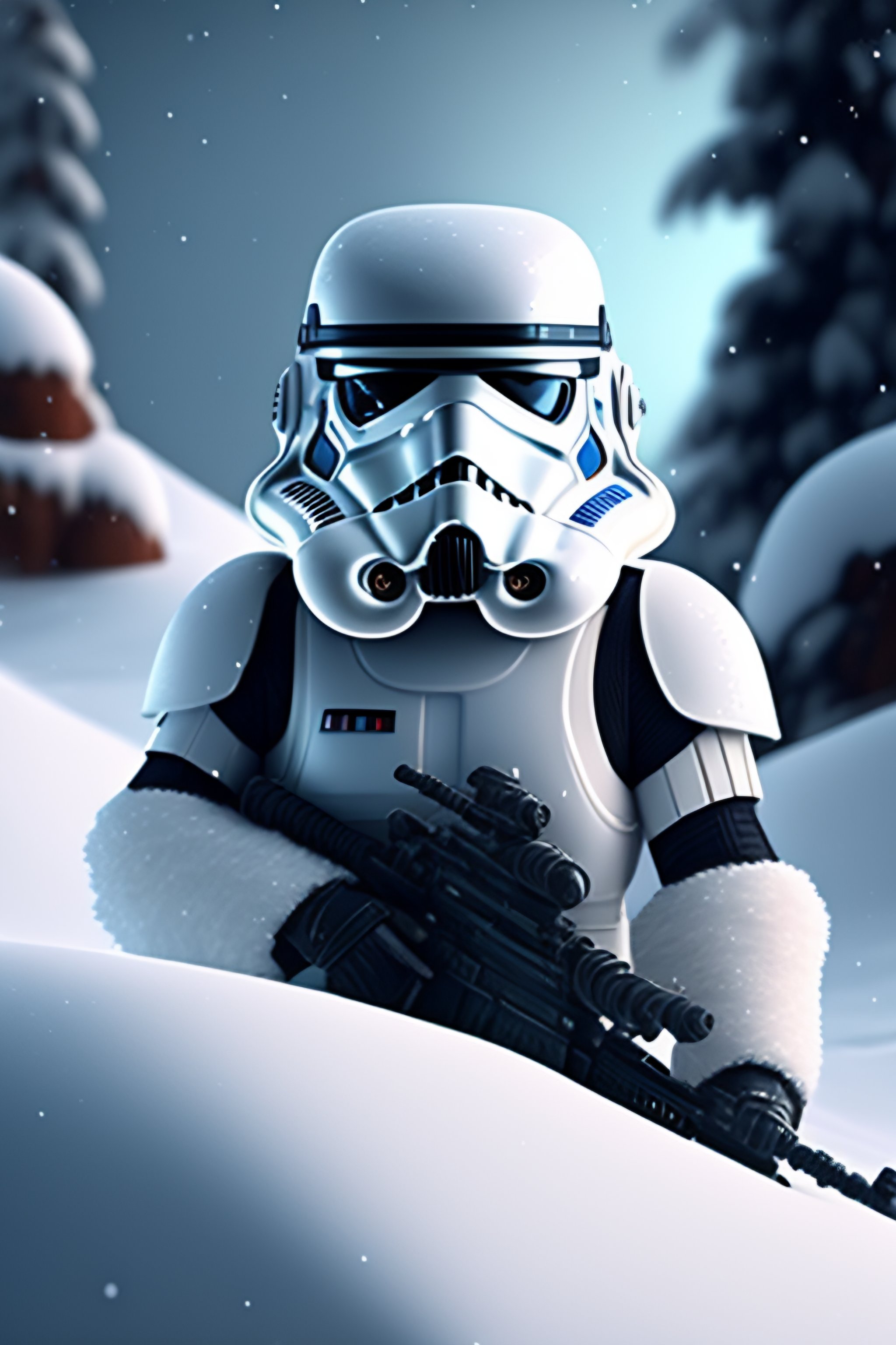 Lexica - Star Wars Snowtrooper, snowy landscape , futuristic details ...