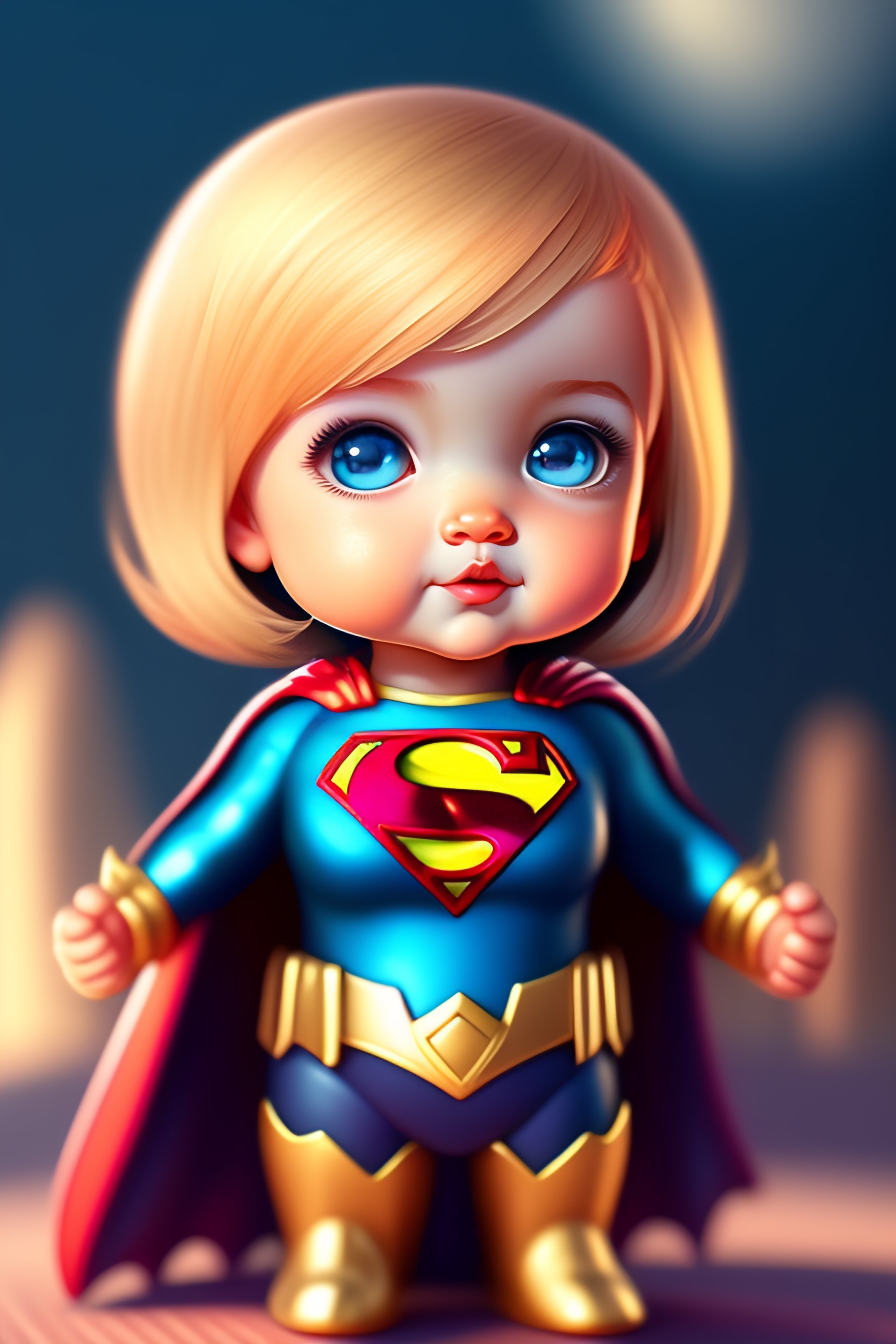 Lexica - Cute and adorable cartoon baby, supergirl fantasy, dreamlike ...