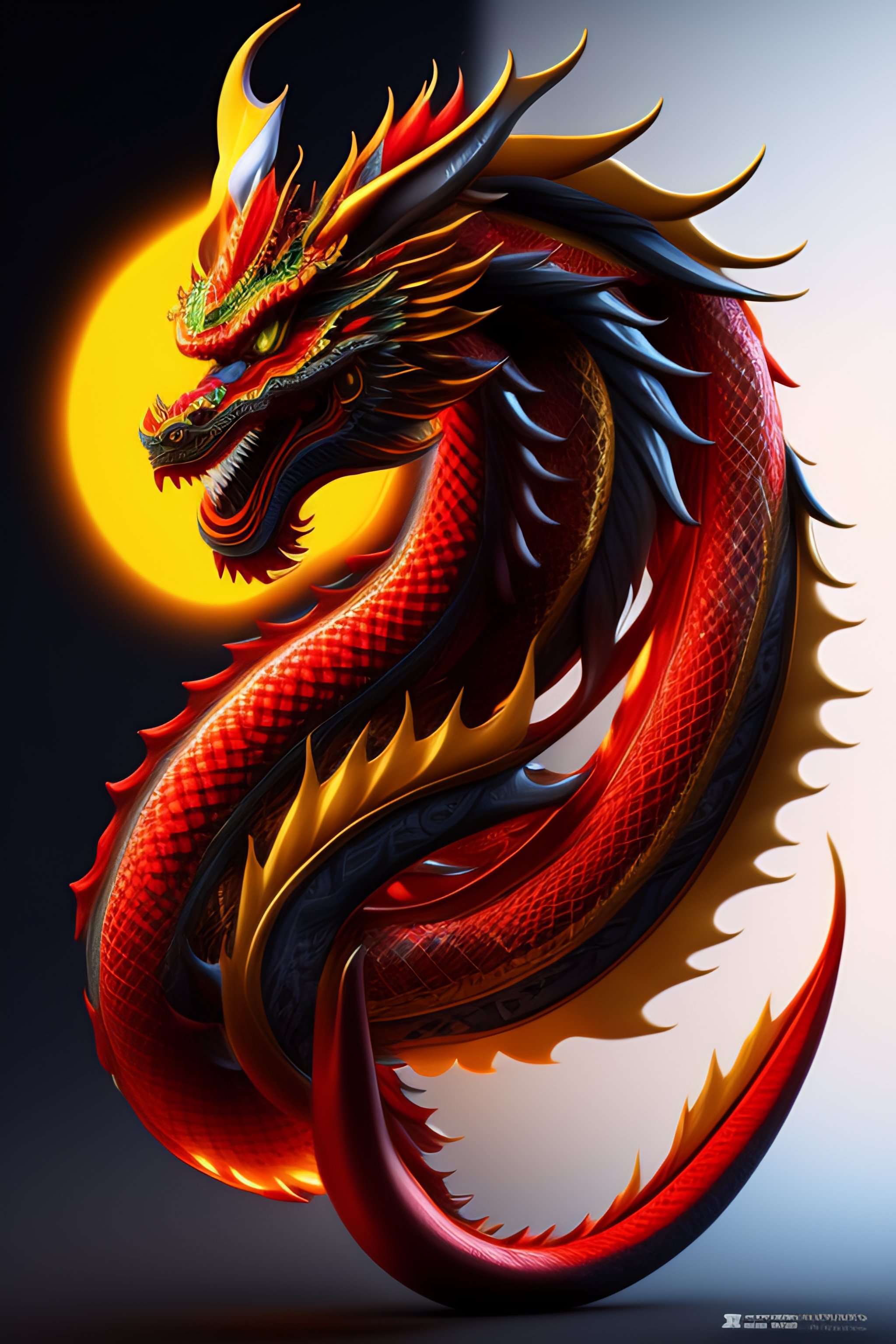 Lexica - A tribal Chinese dragon tattoo by Eiichiro Oda, high poly ...