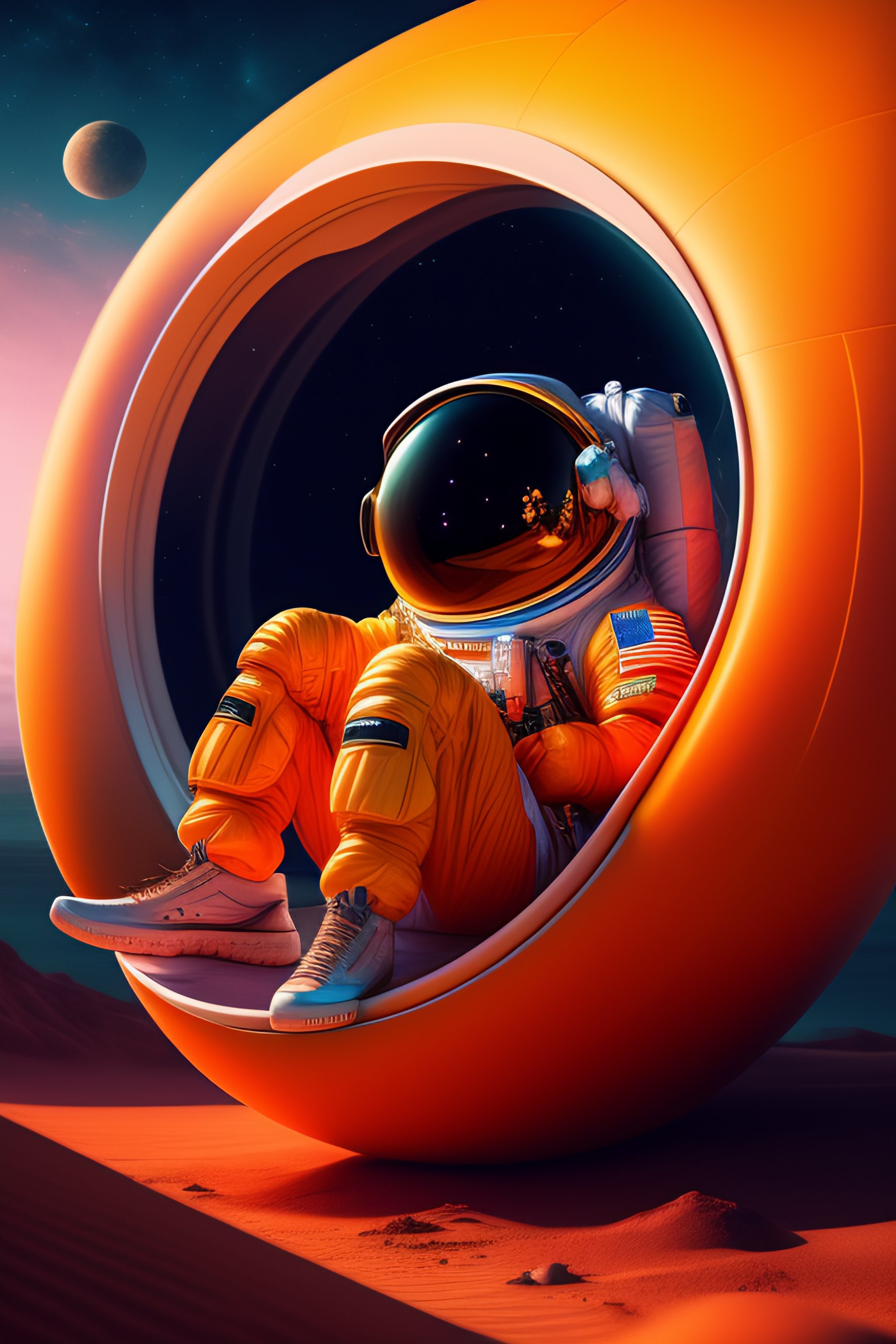 Lexica - An astronaut resting on mars in a beach chair, vibrant ...