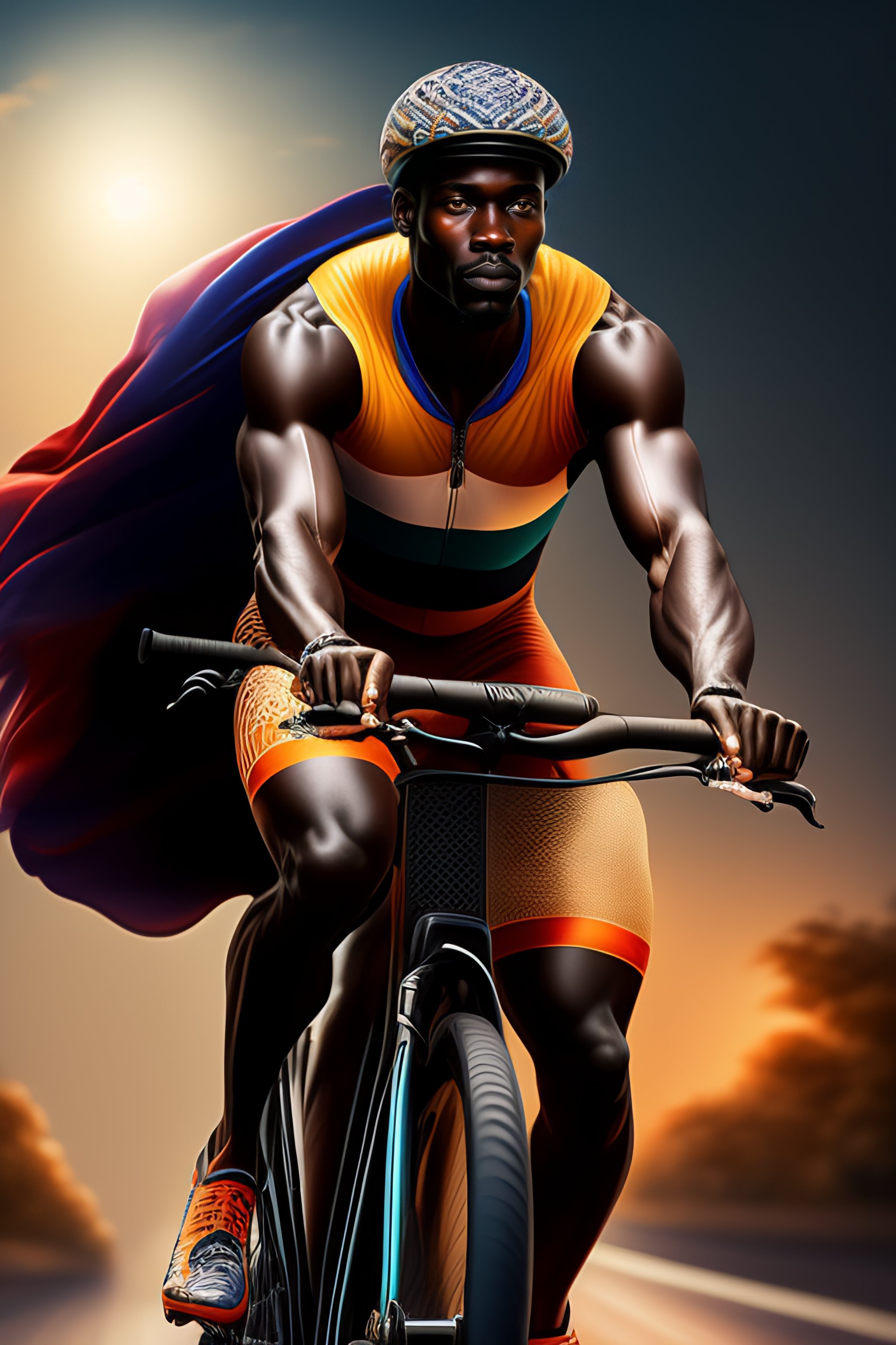 Lexica - African man riding bike, highly detailed, masterpiece, neo ...