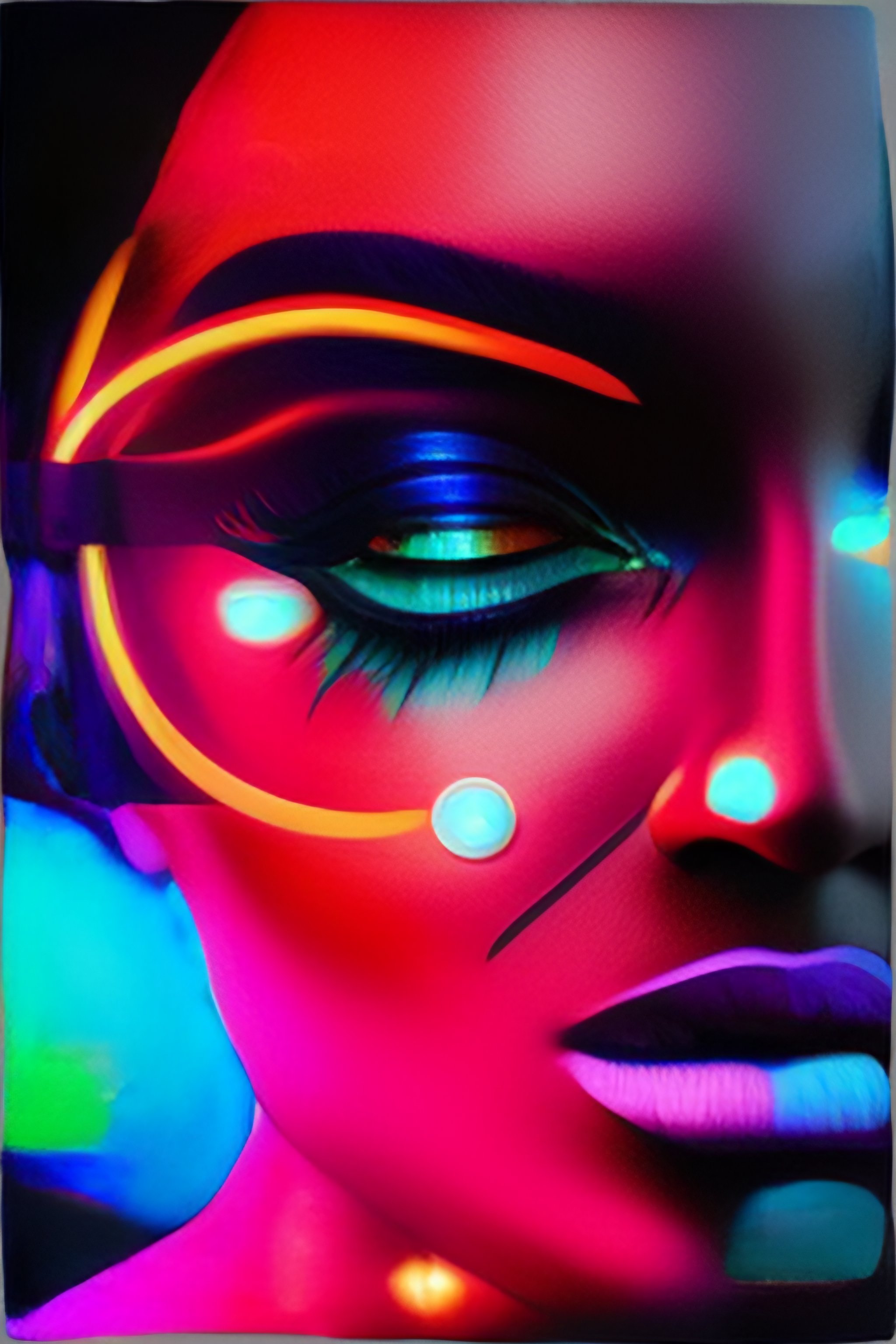 Lexica - A futuristic neon lit cyborg face