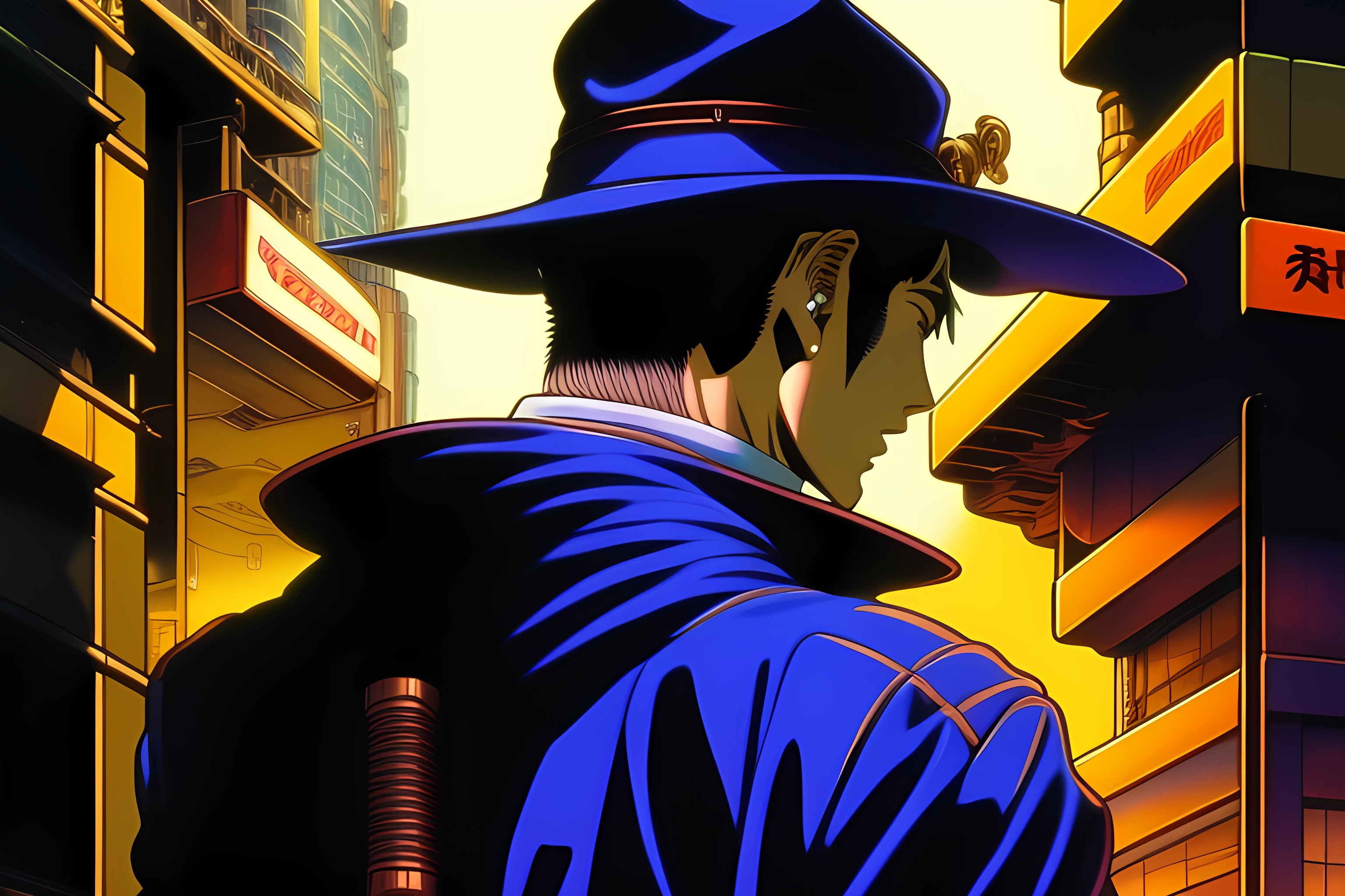 Lexica - Vintage 90's anime style environmental wide shot of a robber ...