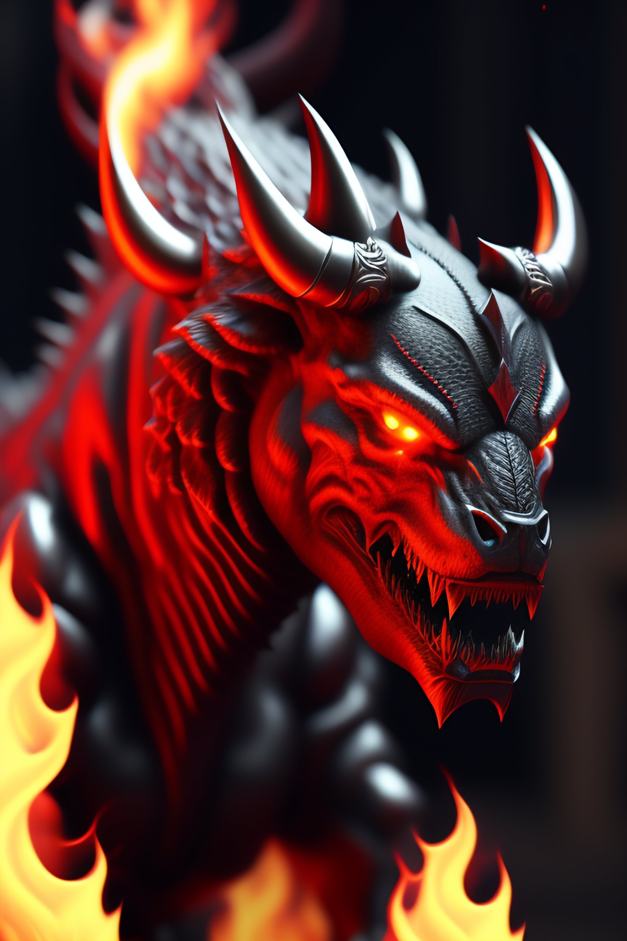 Lexica - Devil terrifying monster, fire, sharp detail, ray tracing ...