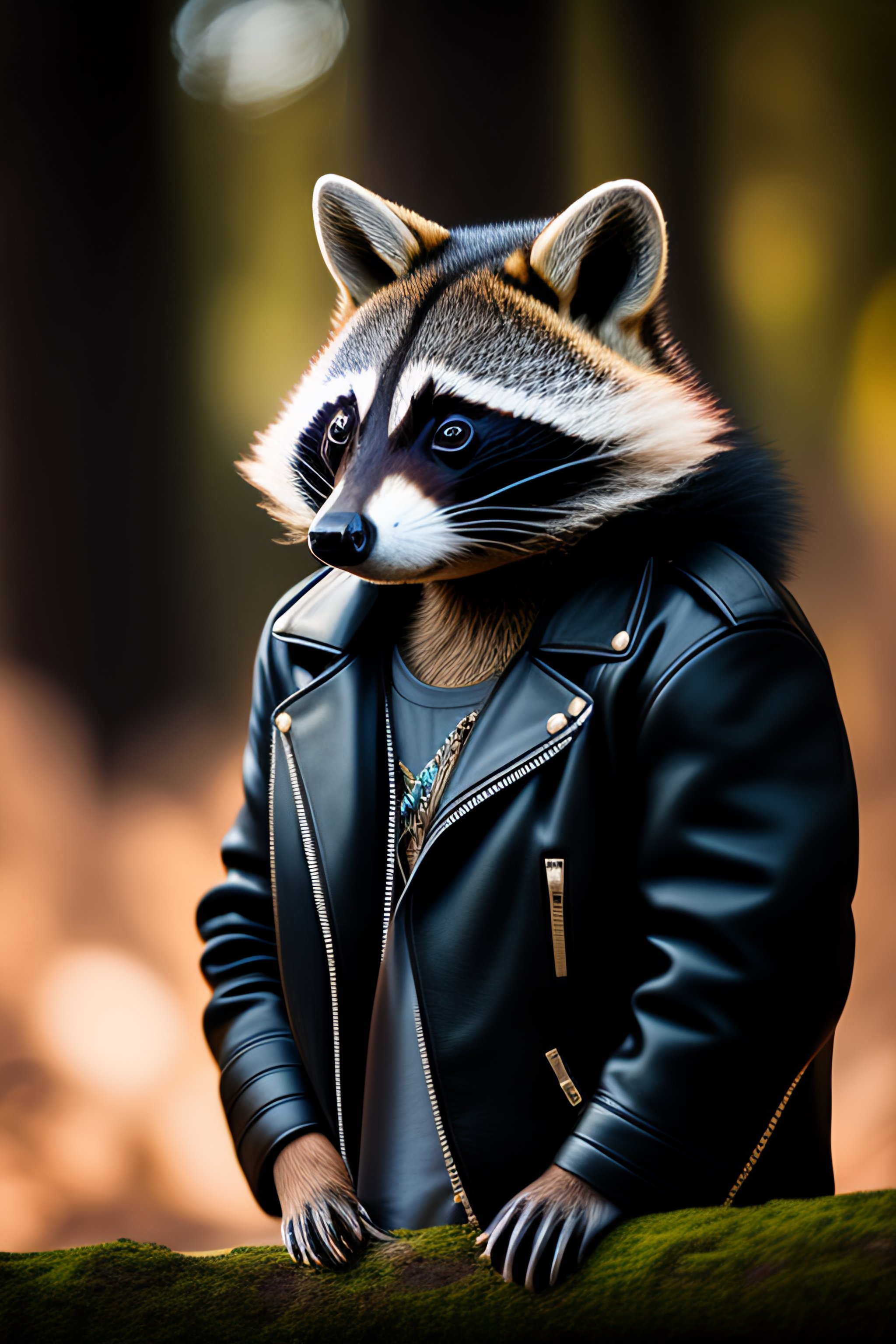 Lexica - Feral raccoon in a biker jacket