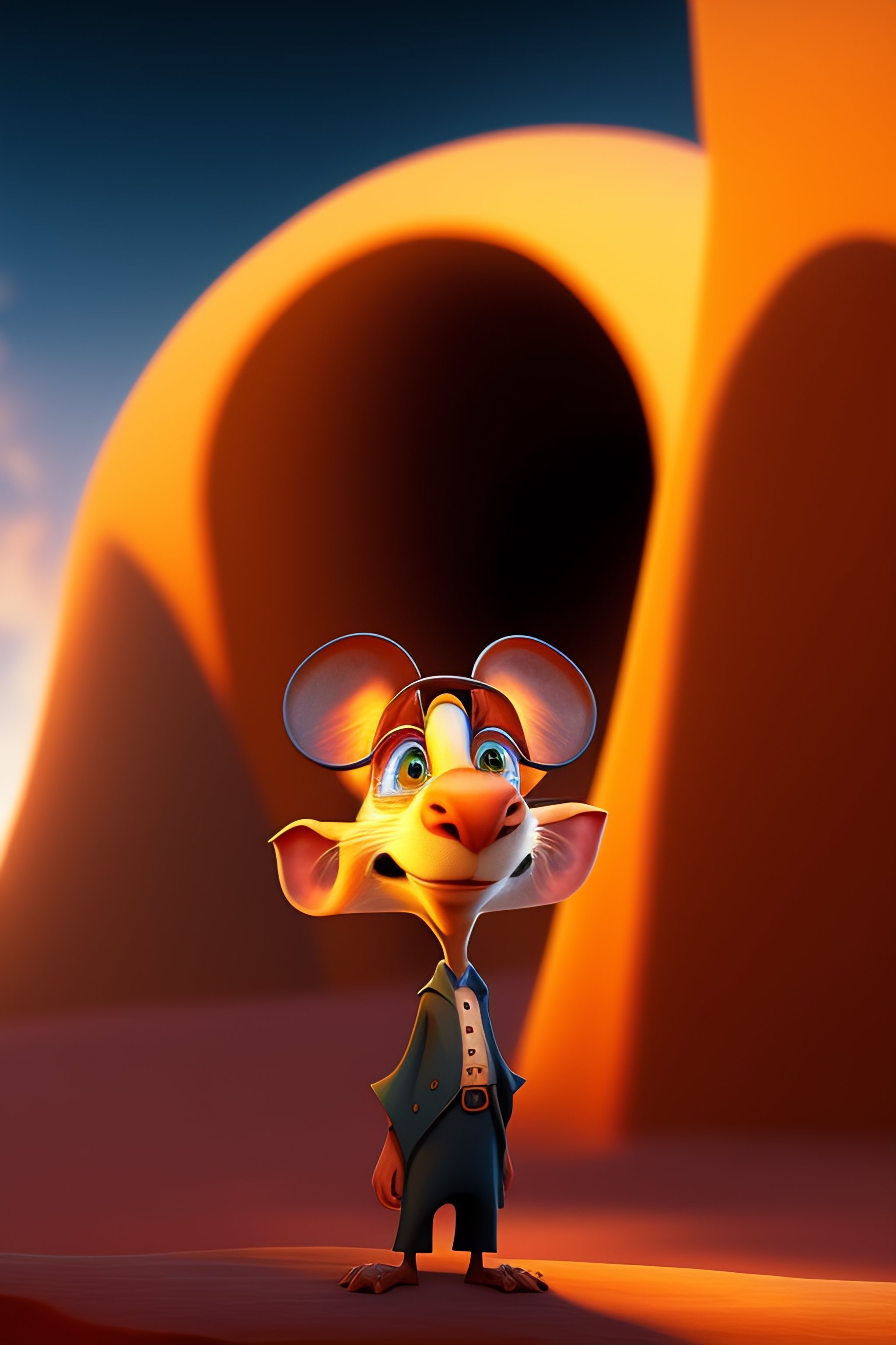 Lexica - Anton Ego from ratatouille at pyramids, pixar style