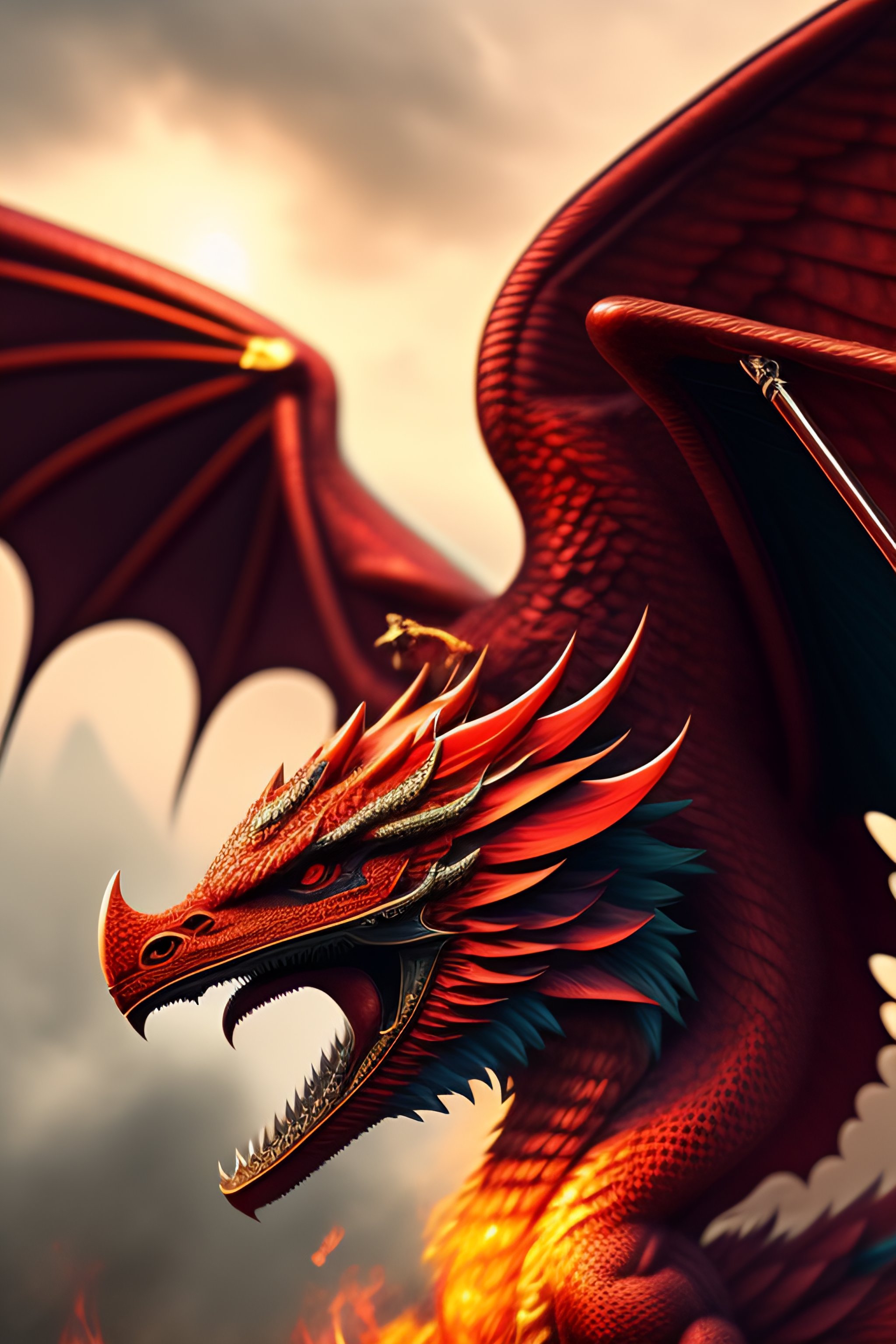 Lexica - A phoenix battling a red dragon