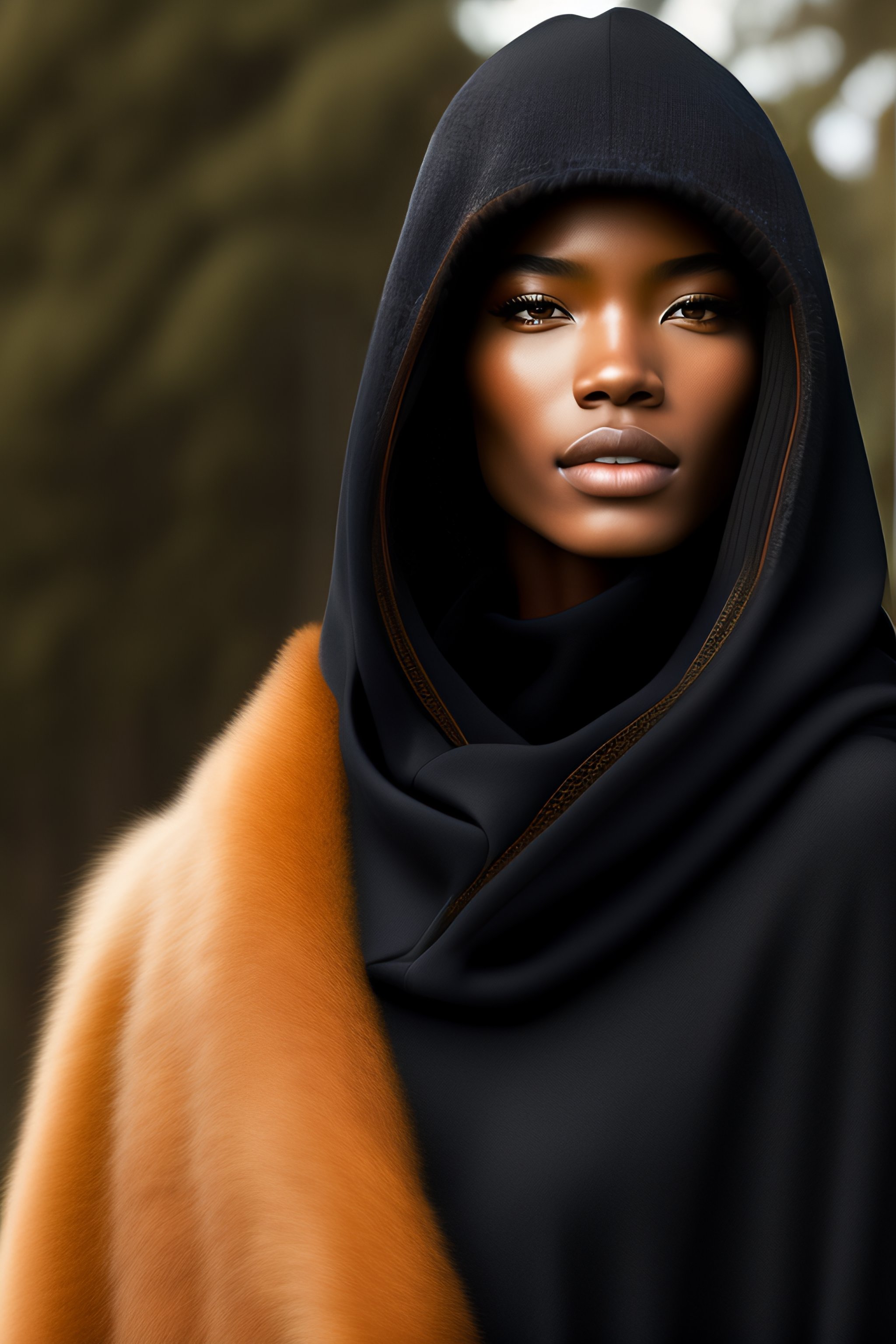 Lexica - Beautiful young supermodel Ranger wearing a black cowl and ...