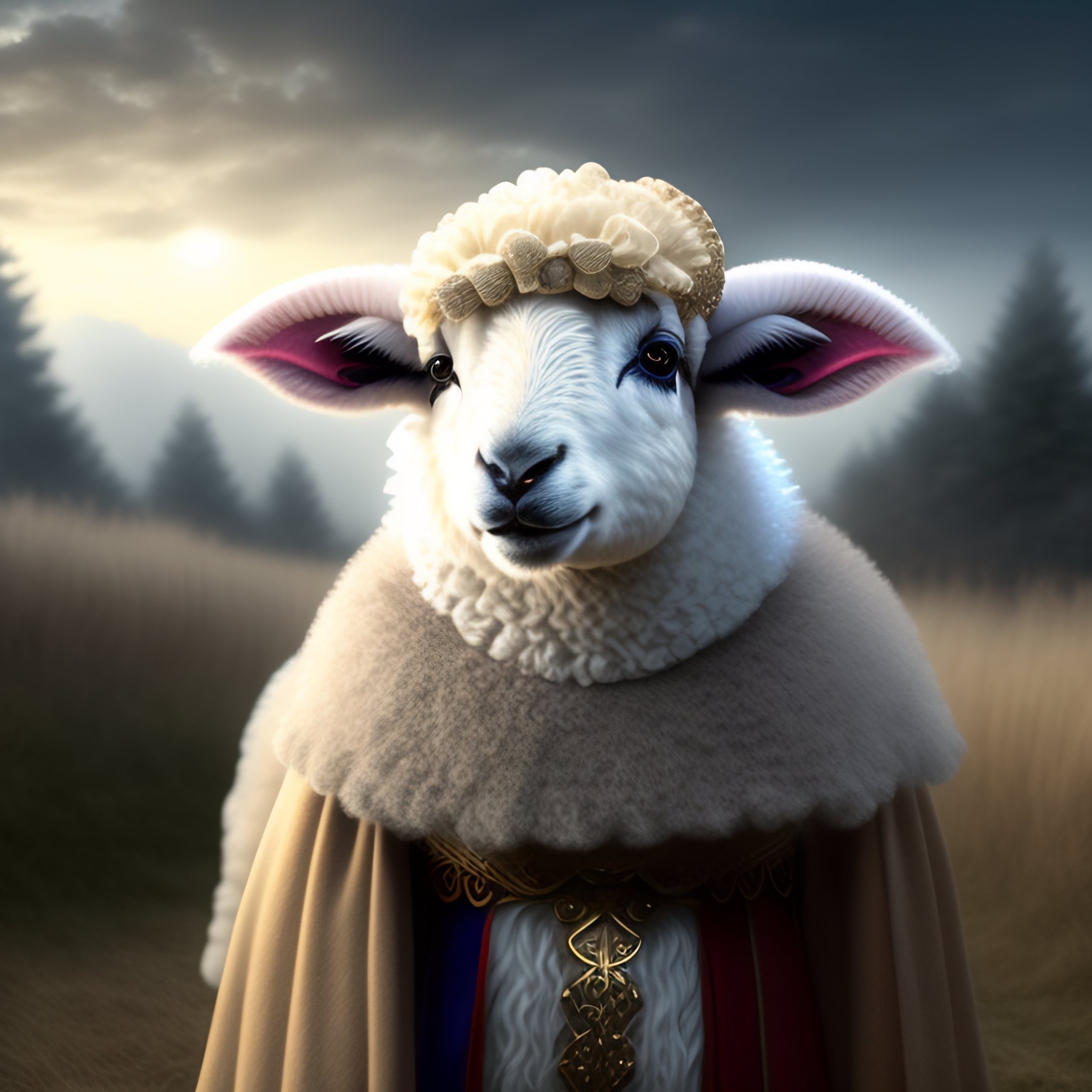 Lexica - A robotic lamb muppet dressed like a medieval wizard using a ...