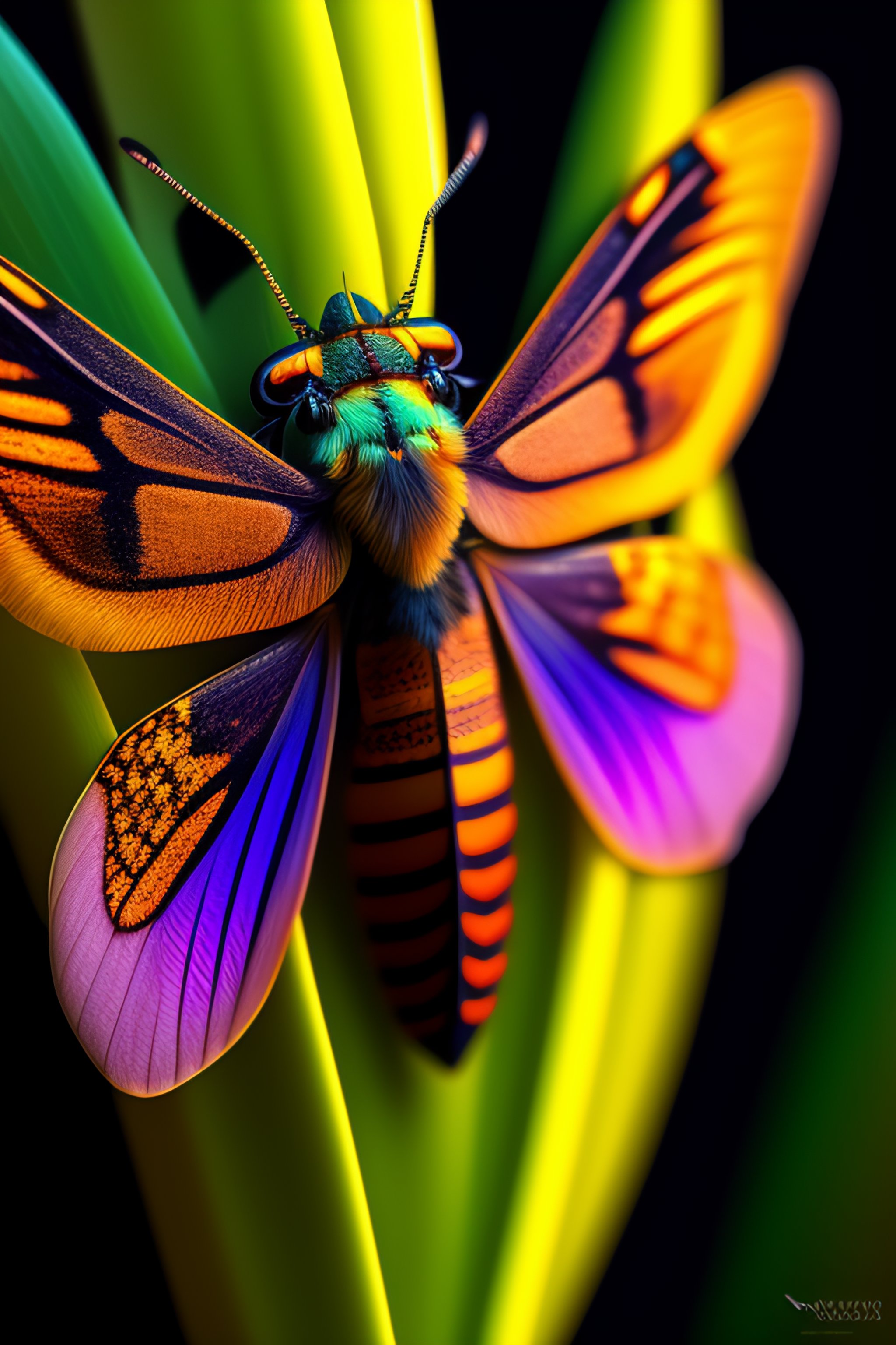 Lexica - A biomechanical moth in the jungle waiting for a prey, led ...