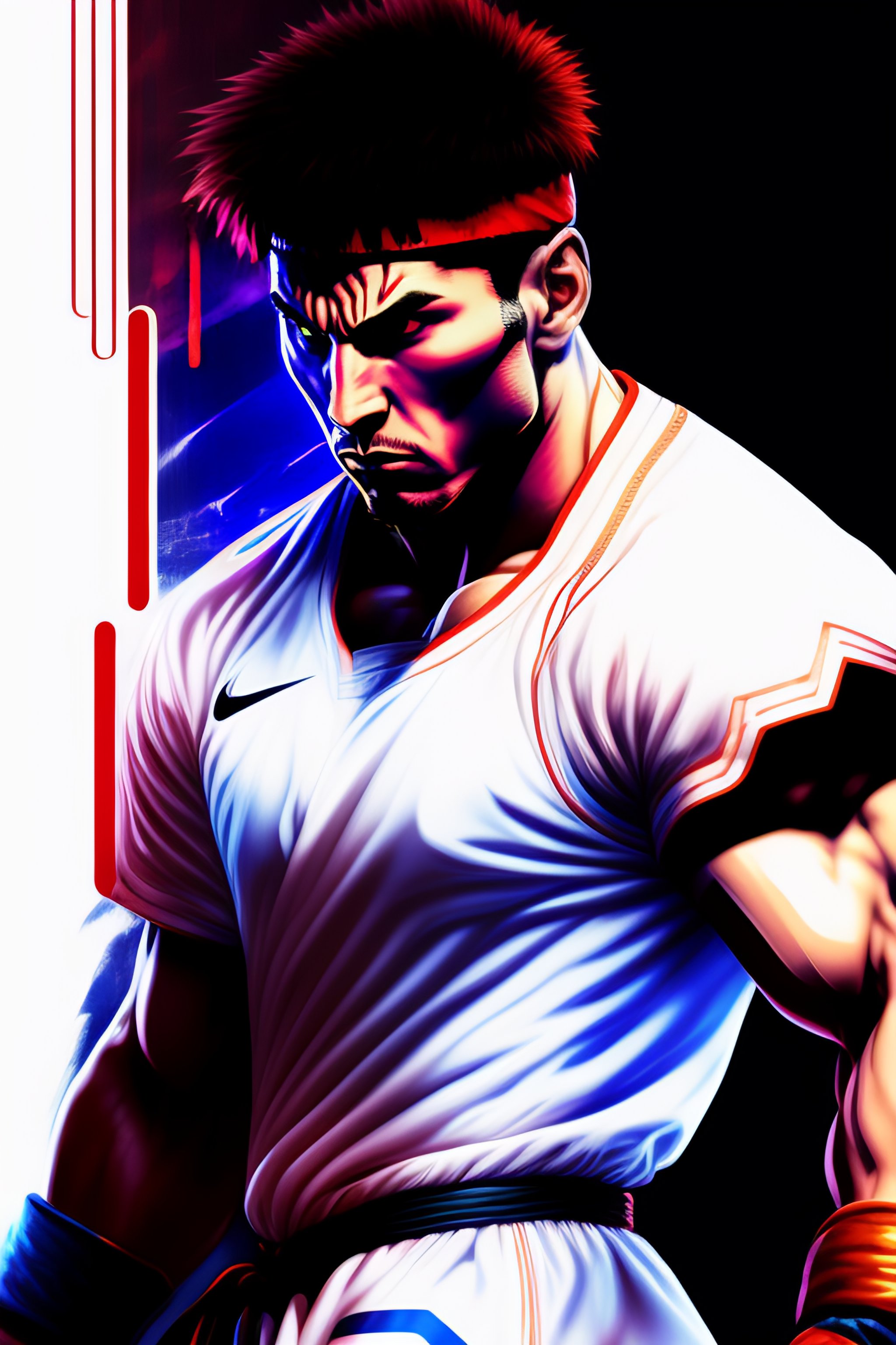 Lexica - Messi as a Street Fighter Ryu psycho portrait preparing a ...