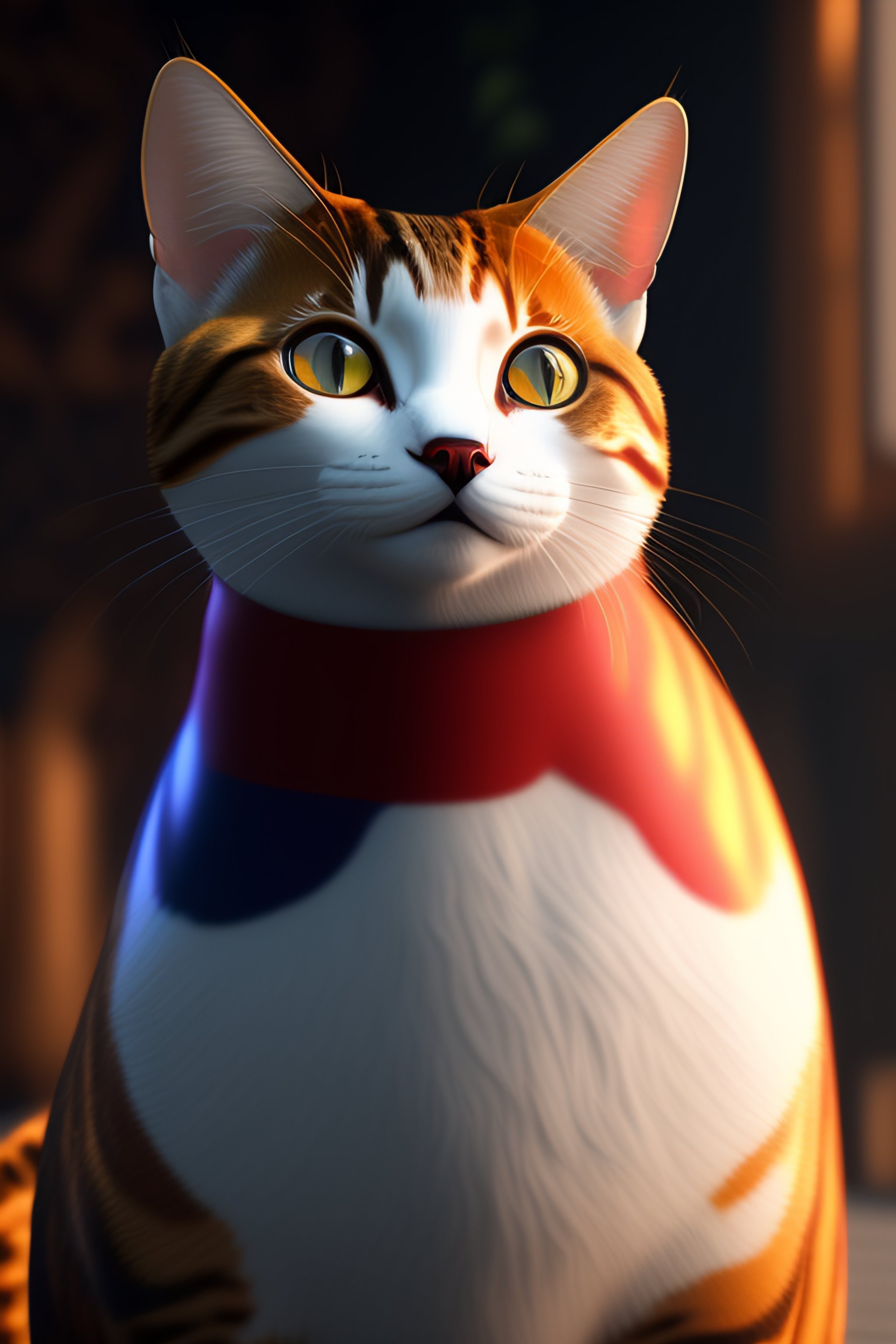 Lexica - Tricolor cat waving and smiling at me, unreal, realistic ...