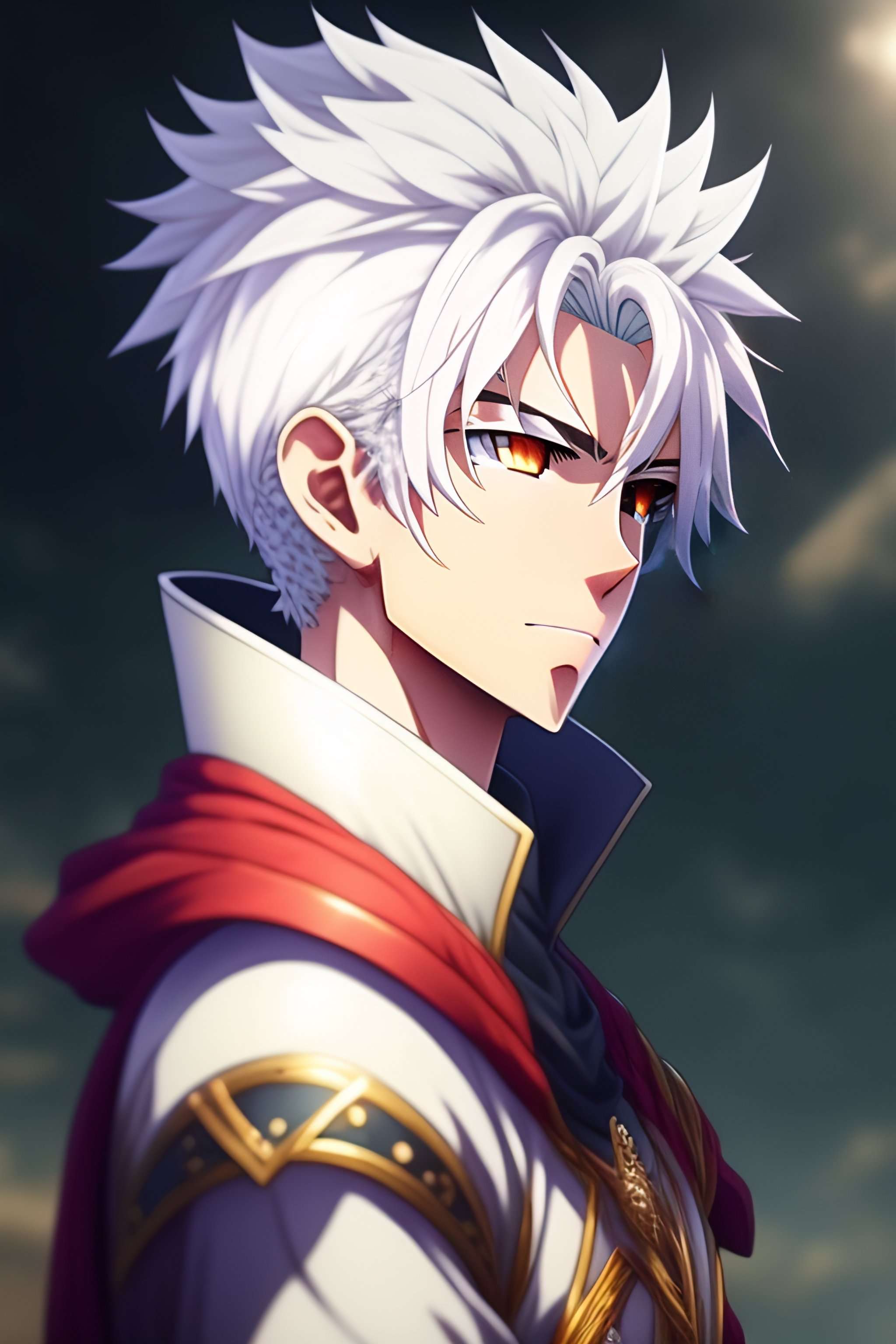Lexica - Anime boy white hair crown conqueror