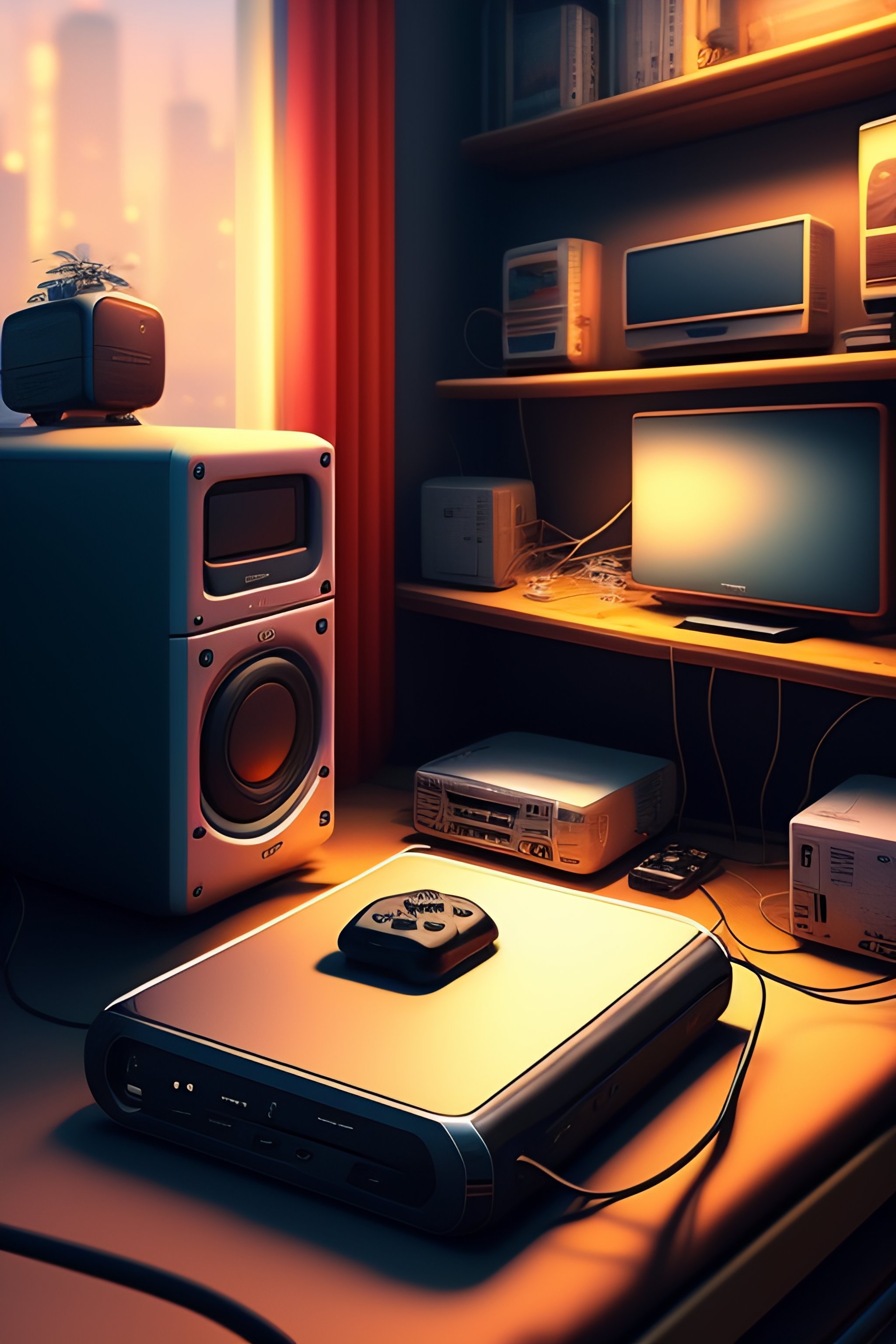 Lexica - A highly detailed illustration of a messy gamer's bedroom ...