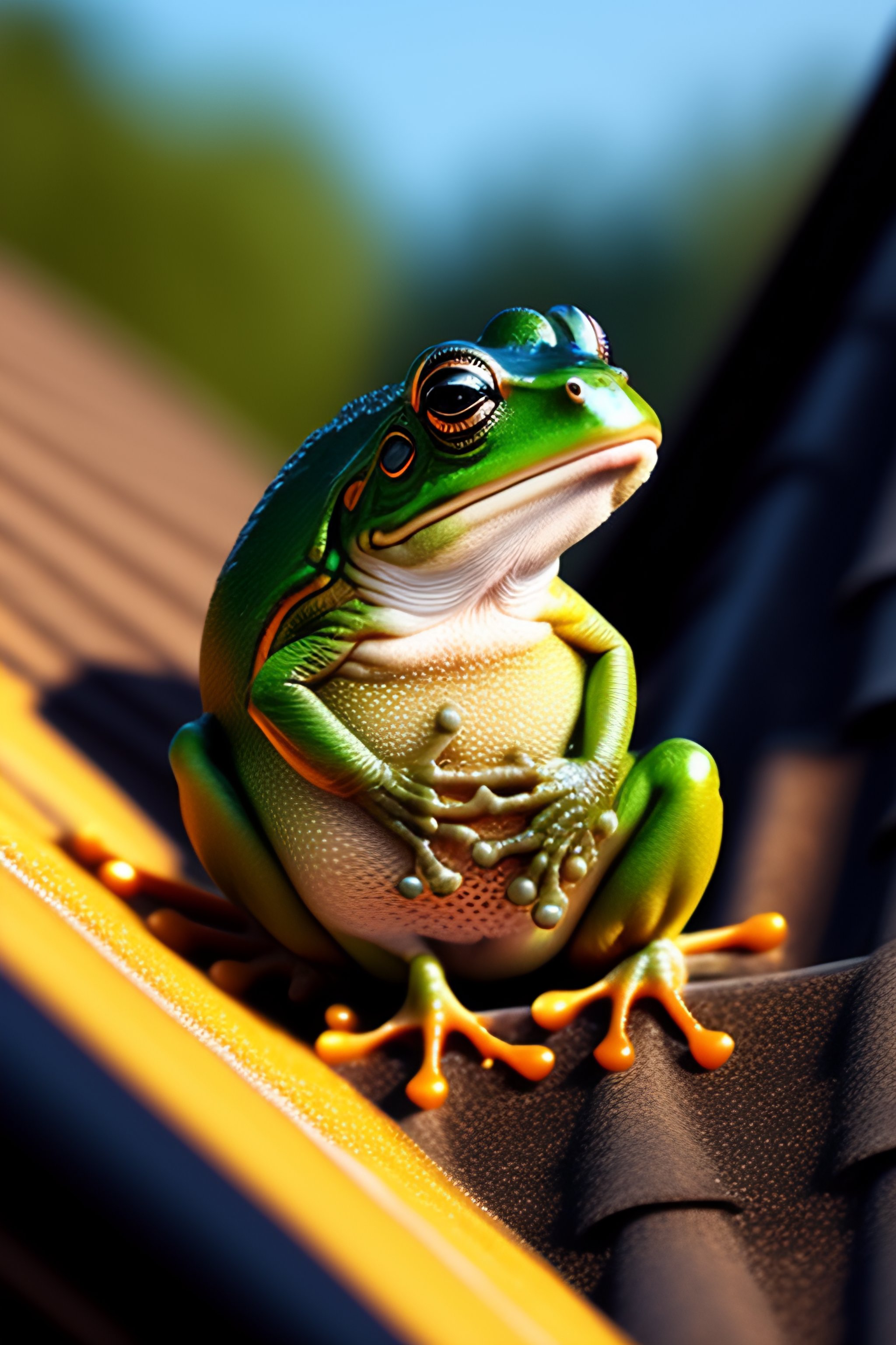 Lexica - A singing frog on a church roof