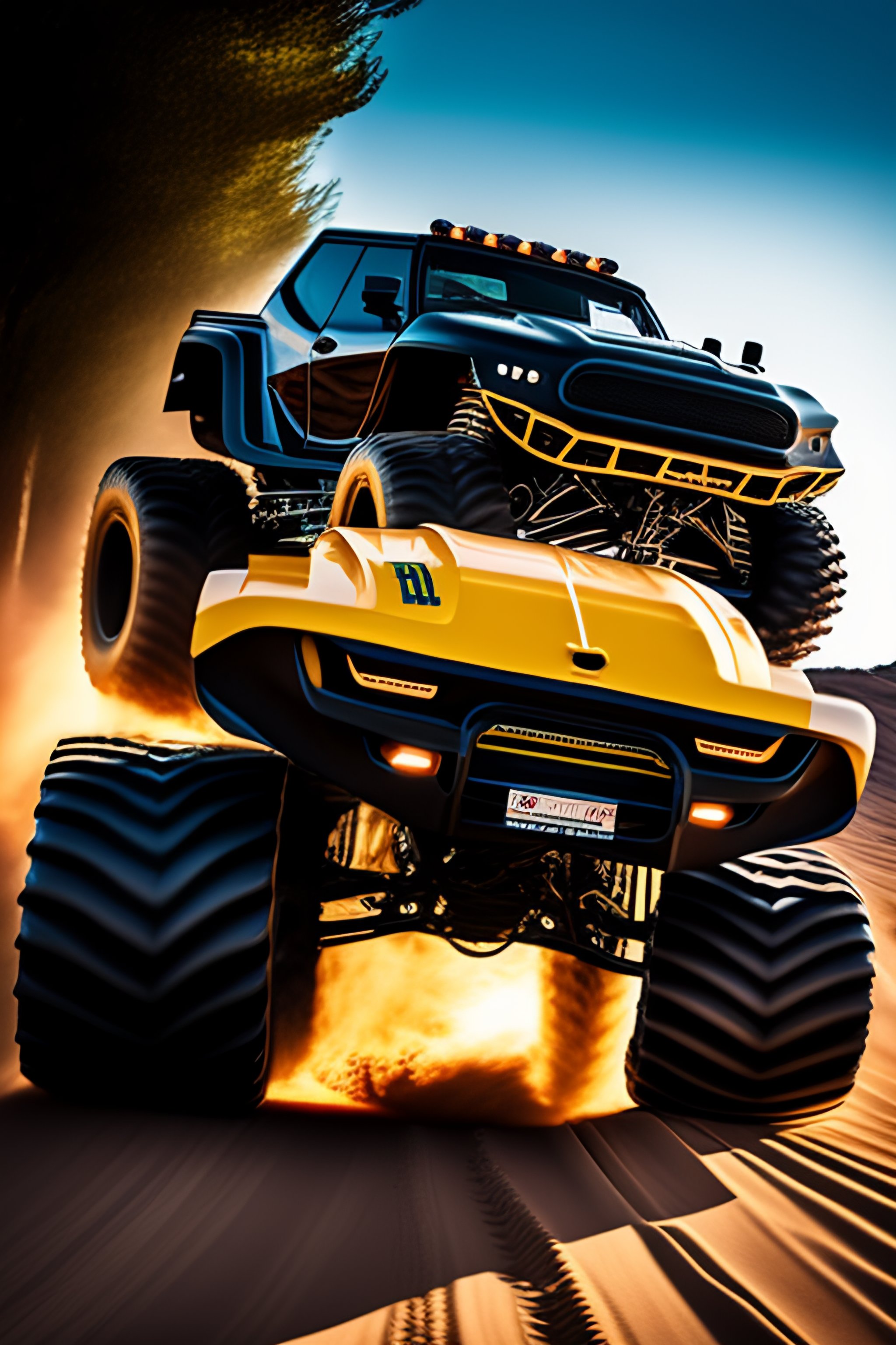 Lexica - Bigfoot monster truck driving over cobra