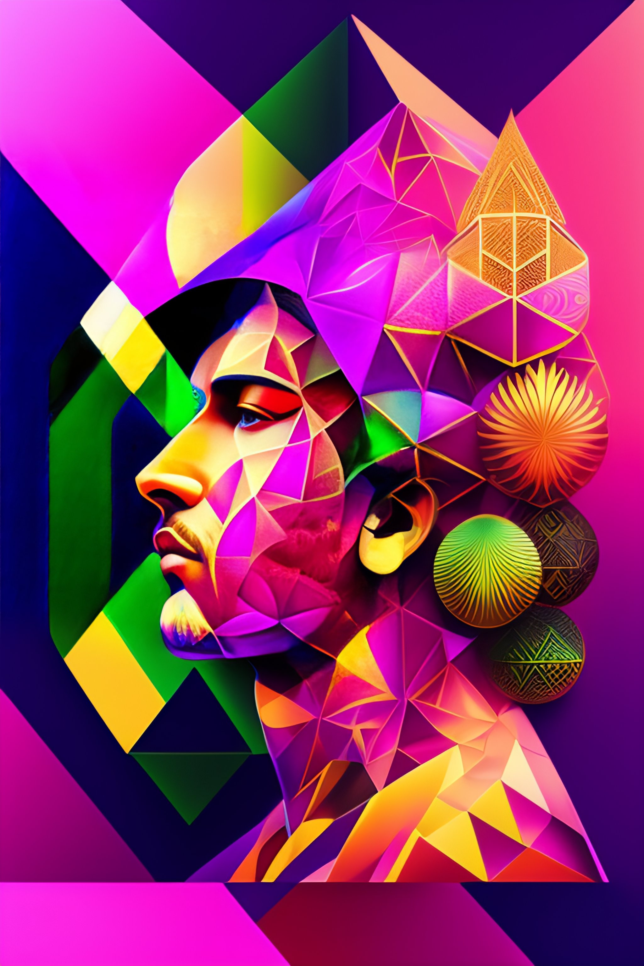 Lexica - Geometric lines male avatar lyon character, surrounded by ...