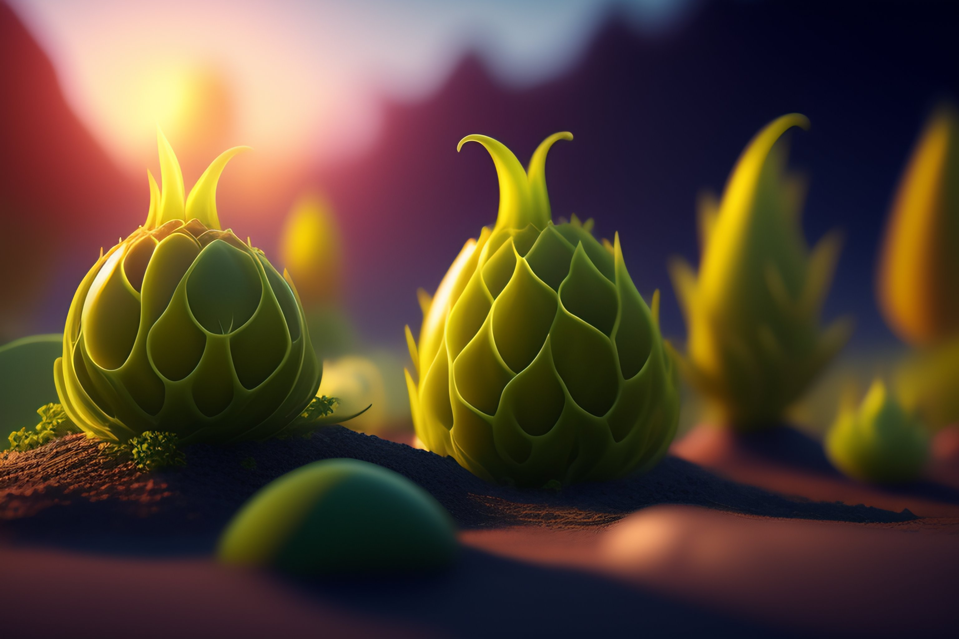 Lexica - Many different strange vegetable flowers plants with sharp ...