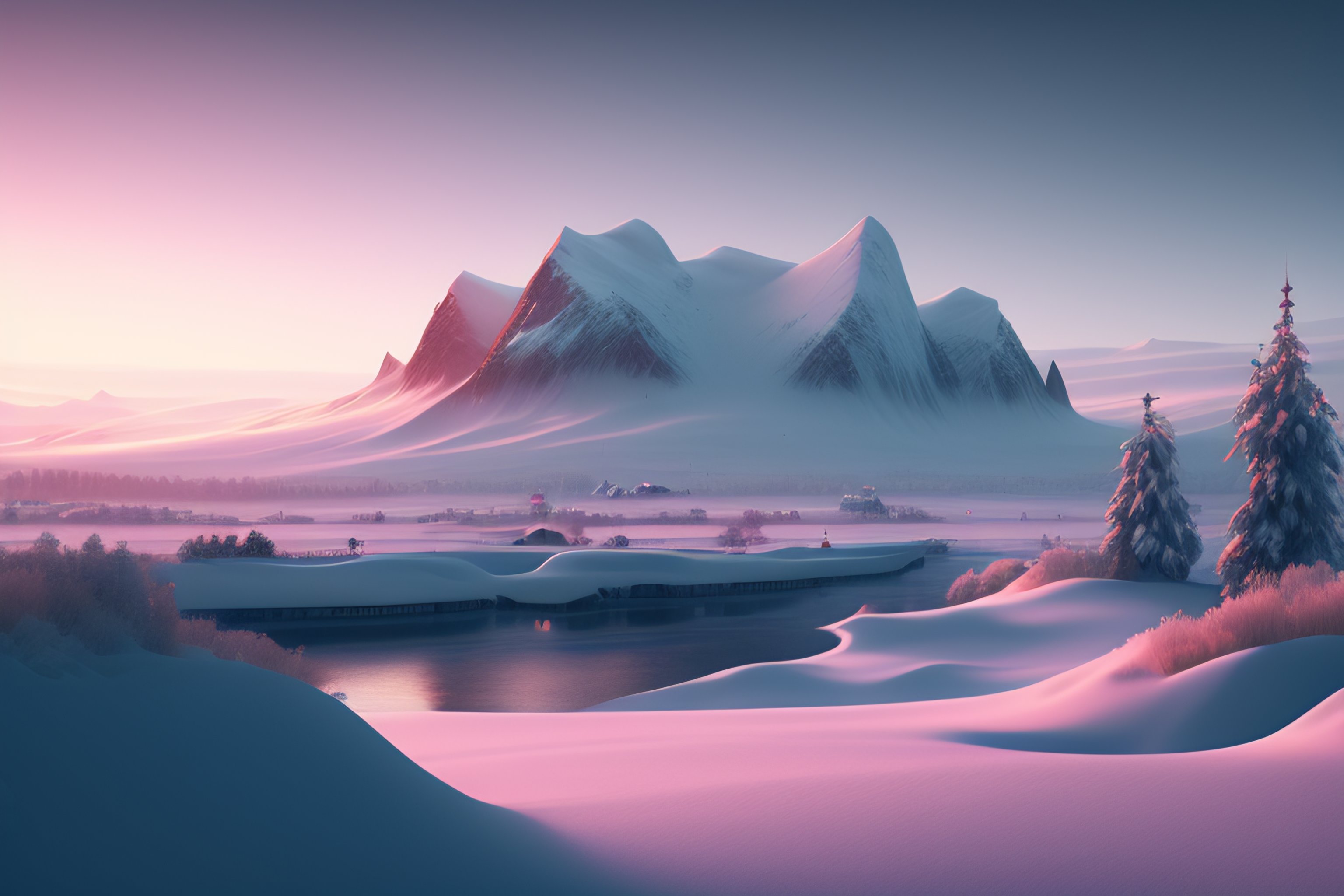 Lexica - Frozen landscape, digital rendering by Stanley Twardowicz ...