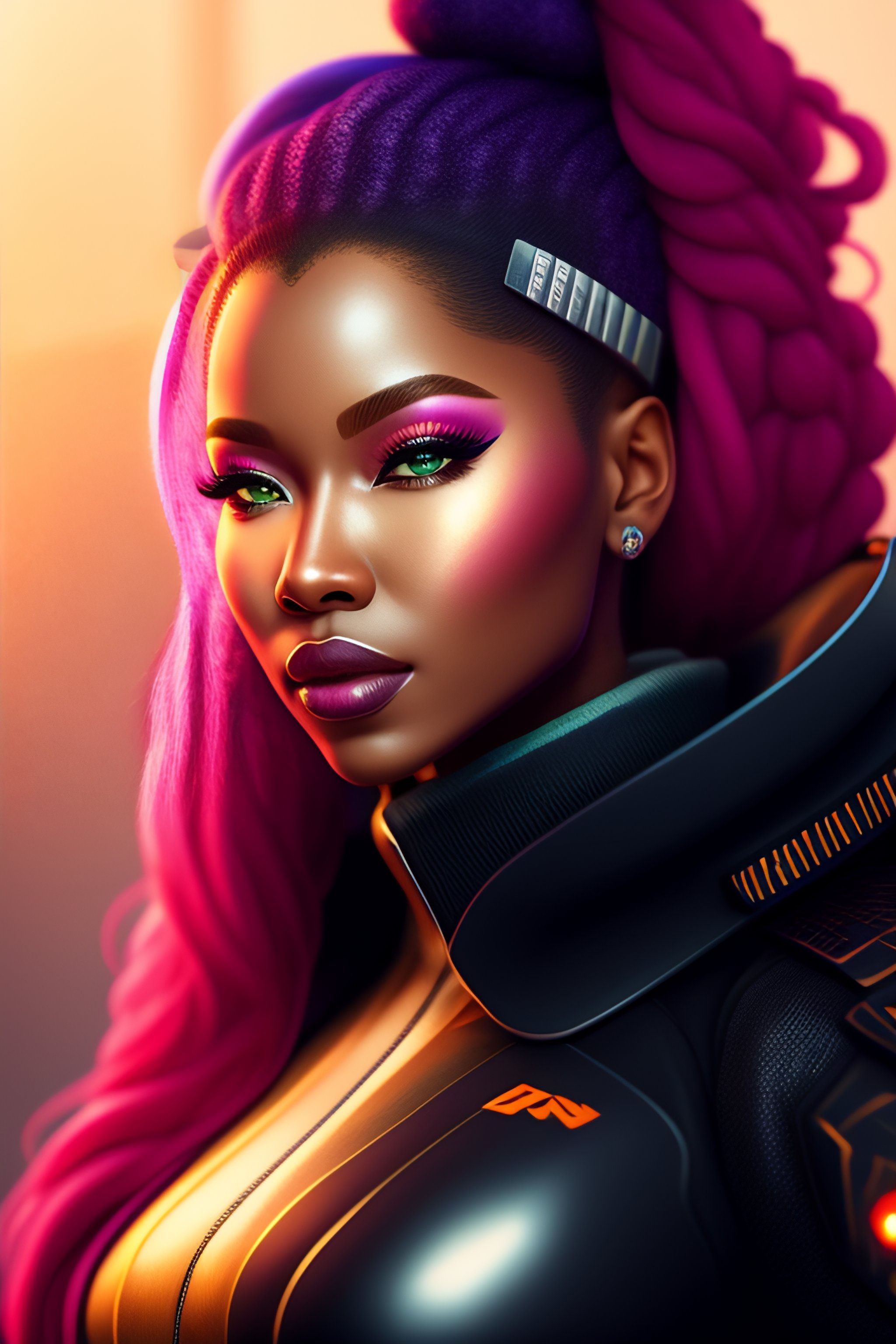 Lexica - Nicki ninaj as a Portrait of a cyberpunk cyborg ninja, third ...