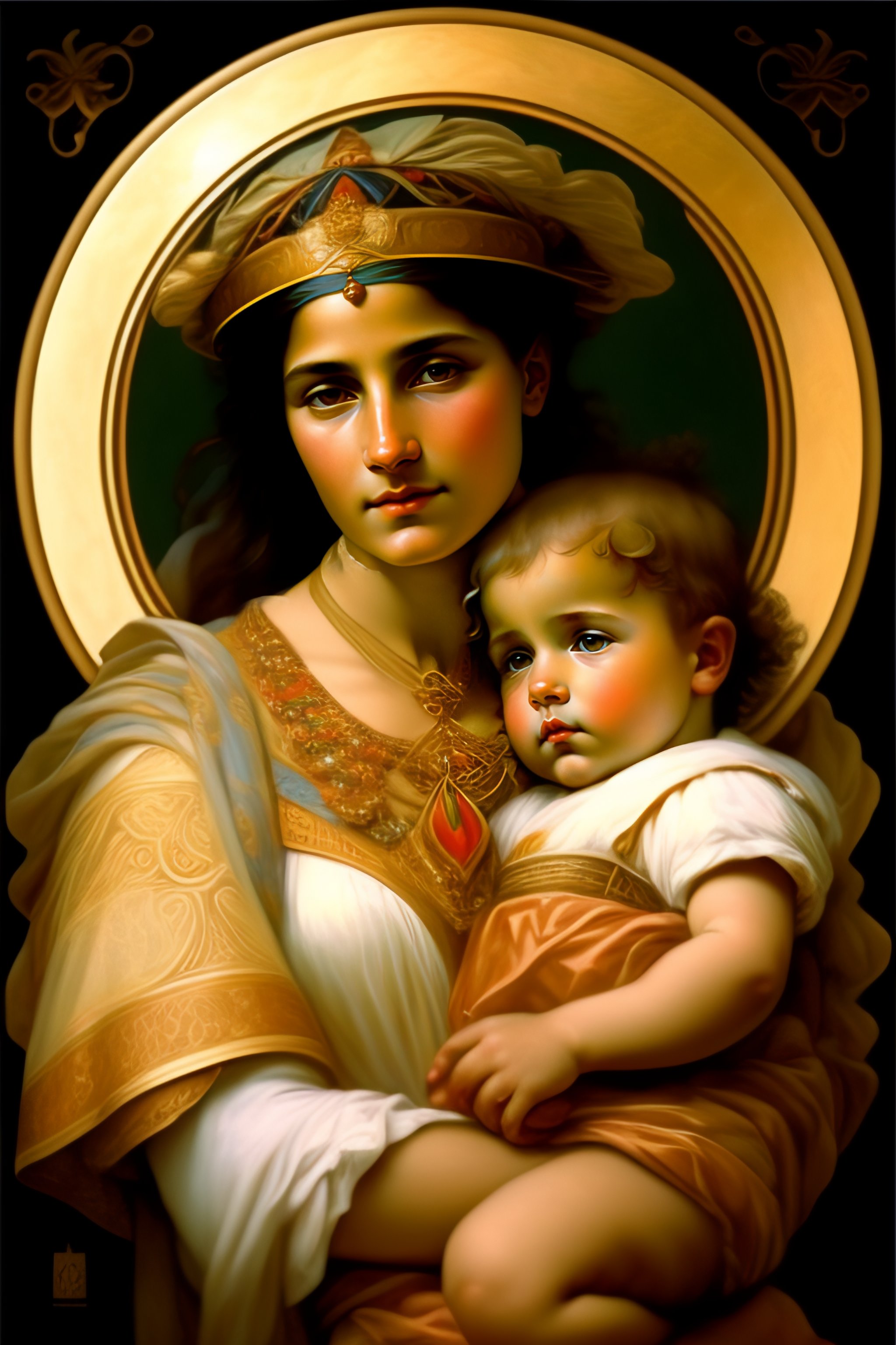 Lexica - Mummy with her baby boy in arms, painting by Davinci, alphonse ...