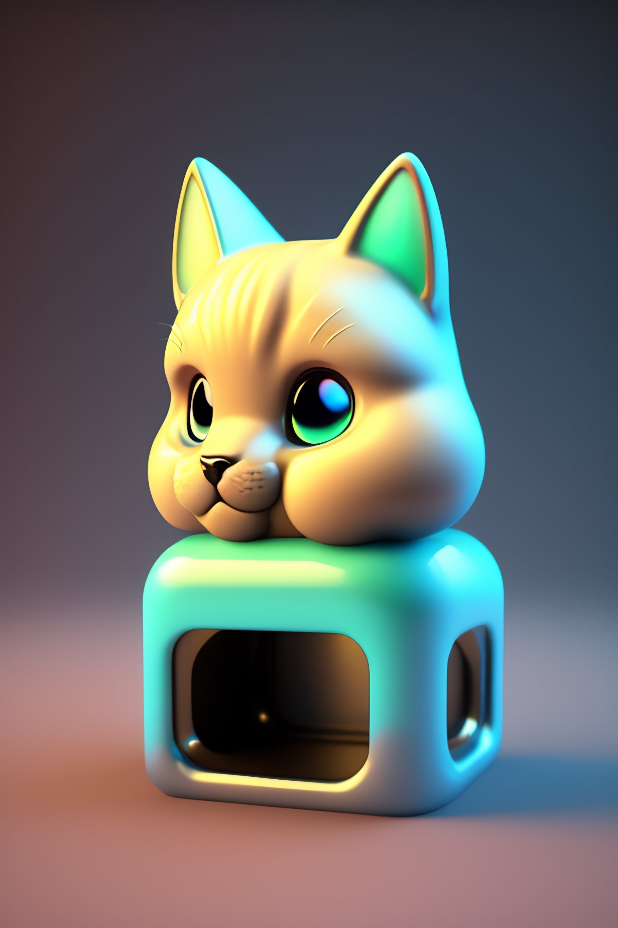 Lexica - 3d render of cartoon cute cat pop solid background