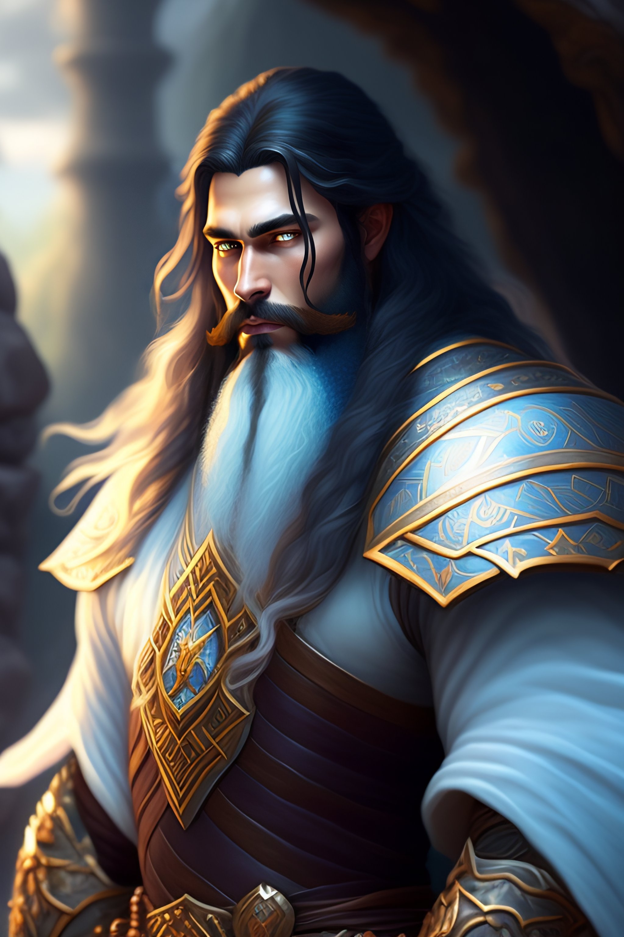 Lexica - Wide angle, male caucasian genasi from d & d, light blue skin ...