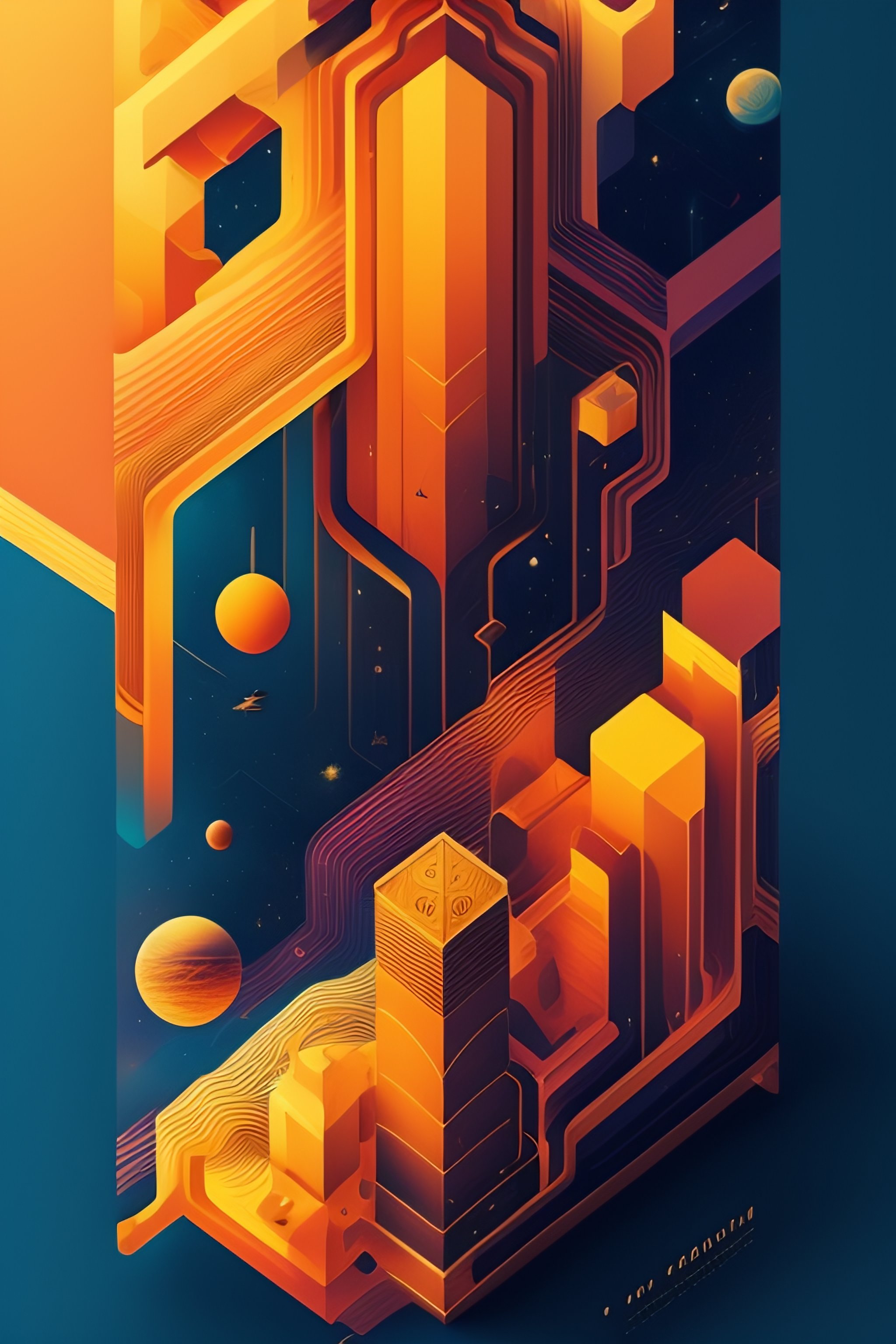 Lexica - Porta 4 0 0 golden isometric projection graphic design poster ...